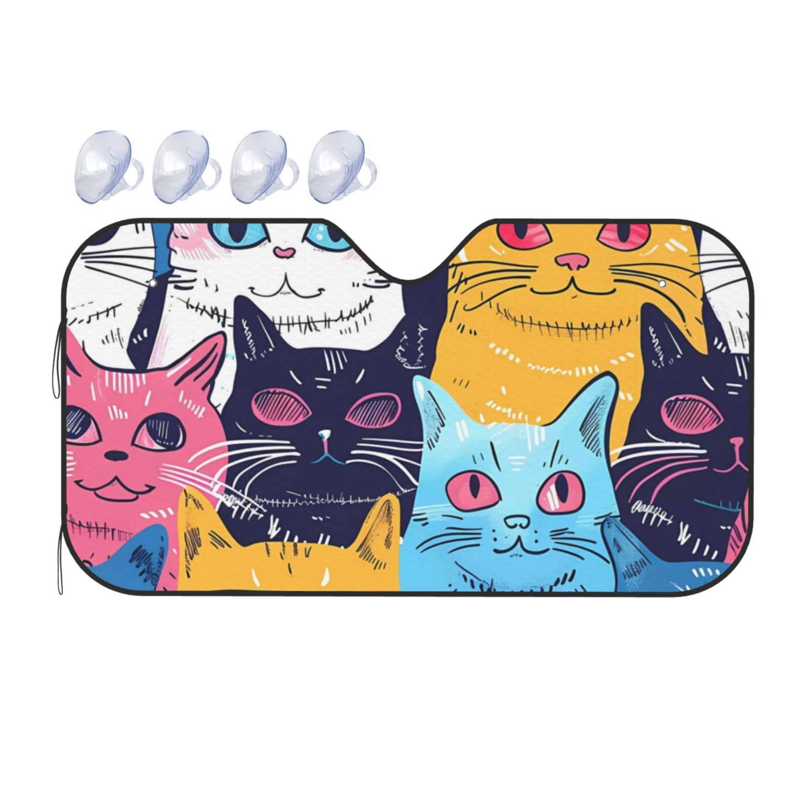 Fuzoiu Colorful Cats Pattern Art Print Car Windshield Sunshade,Foldable ...