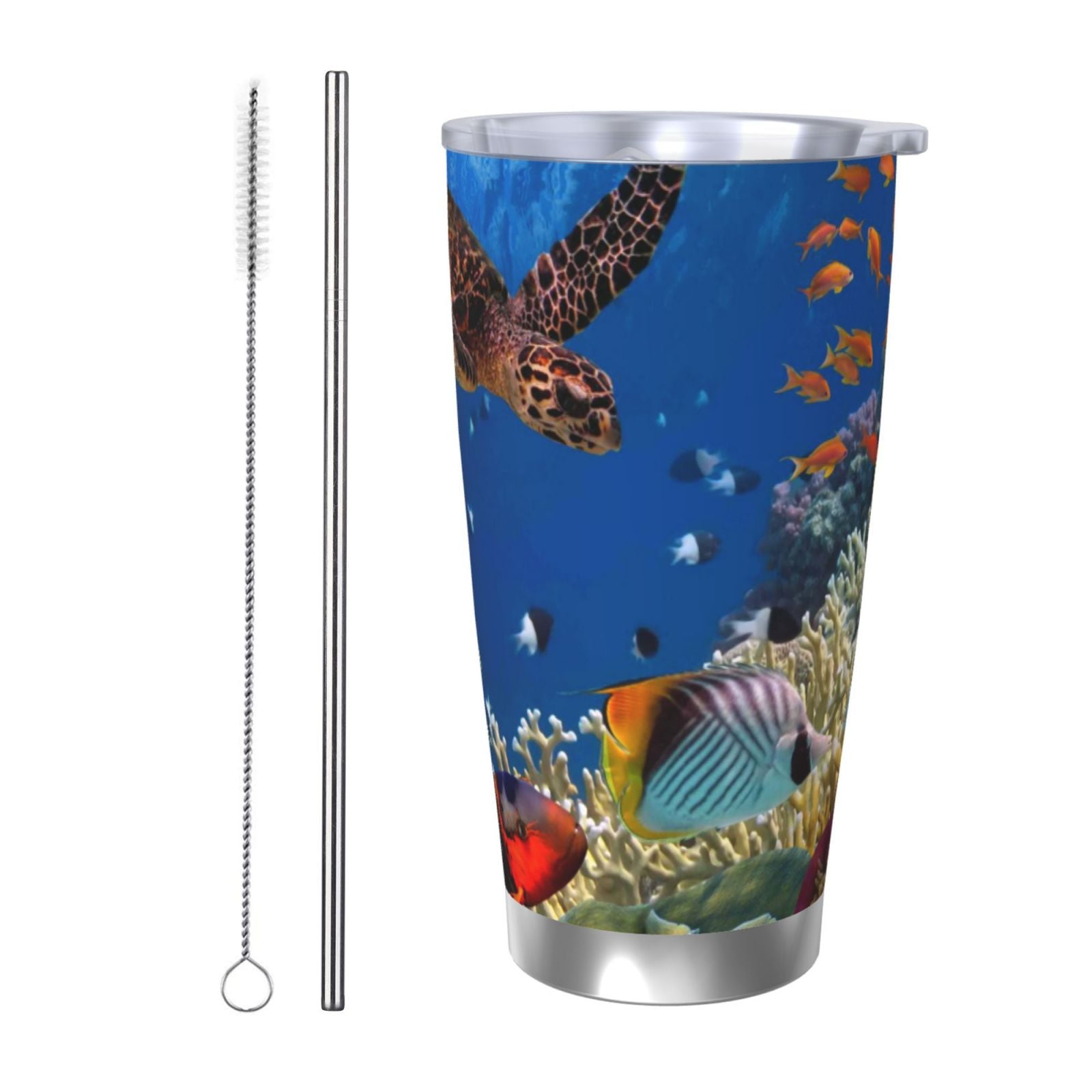 Fuzoiu Colorful Coral Reef Print 20oz Tumbler, Stainless Steel Vacuum ...