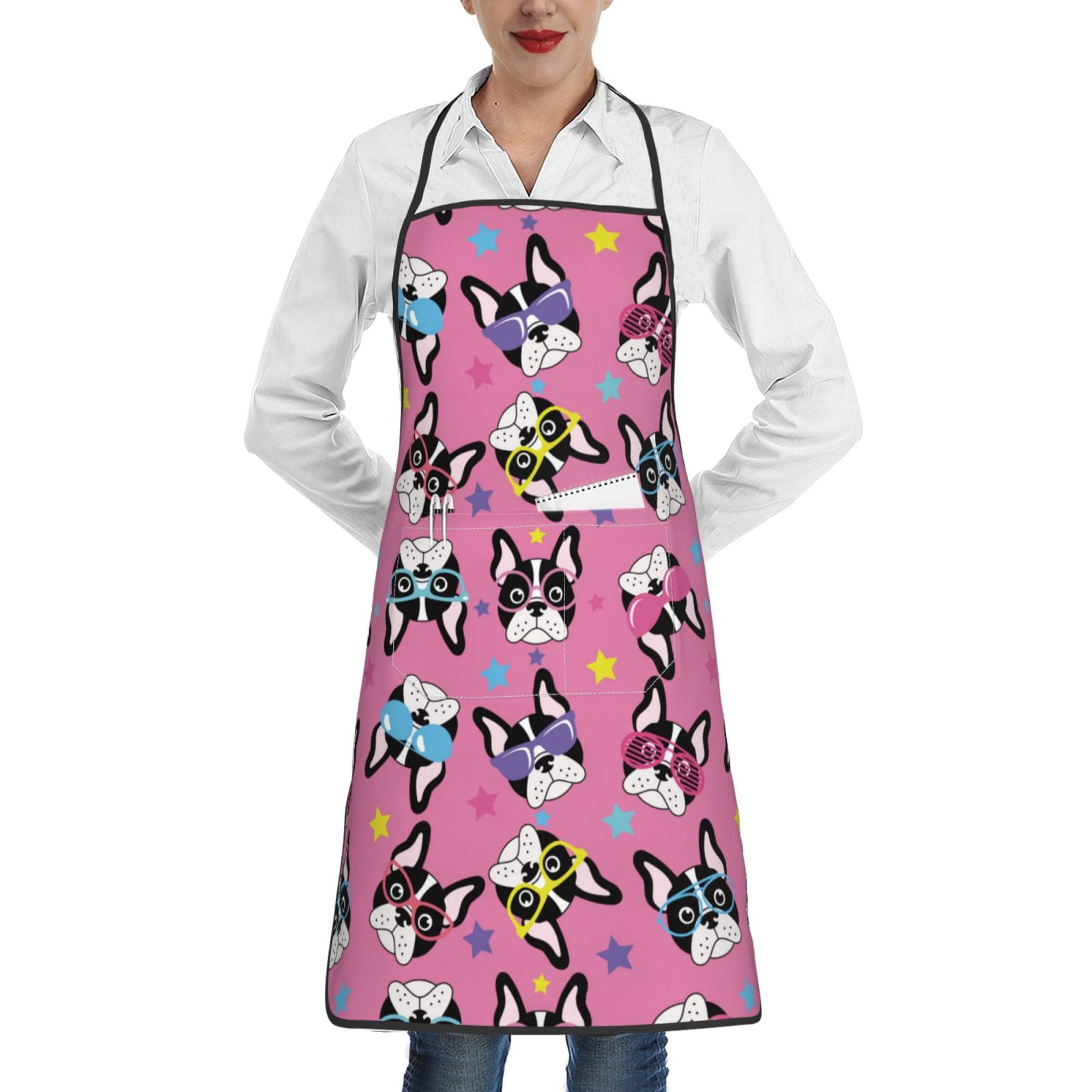Fuzoiu Colorful Cute French Bulldog Print Kitchen Cooking Aprons ...