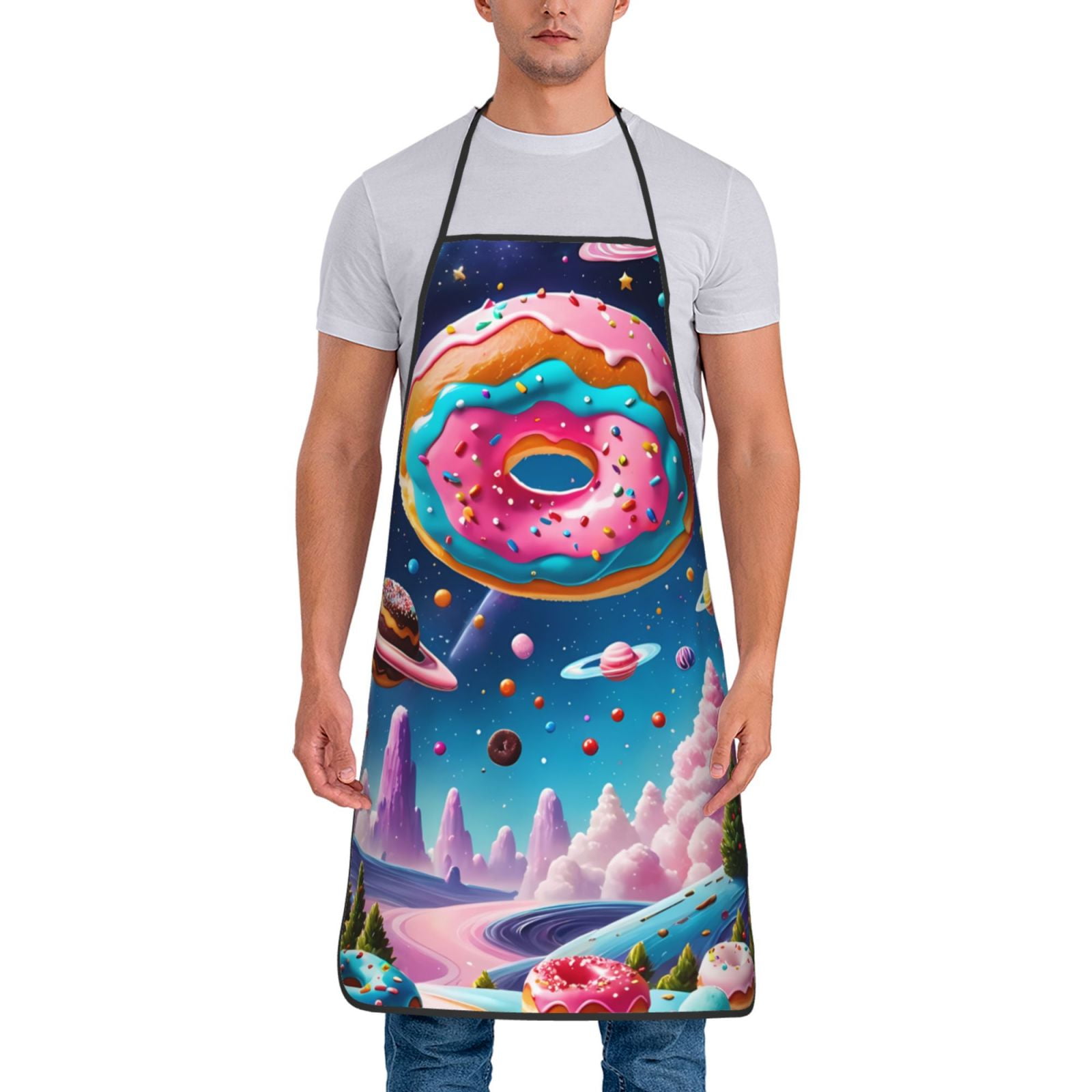 Fuzoiu Colorful Donut Print Waterproof Apron, Kitchen Apron for Women ...