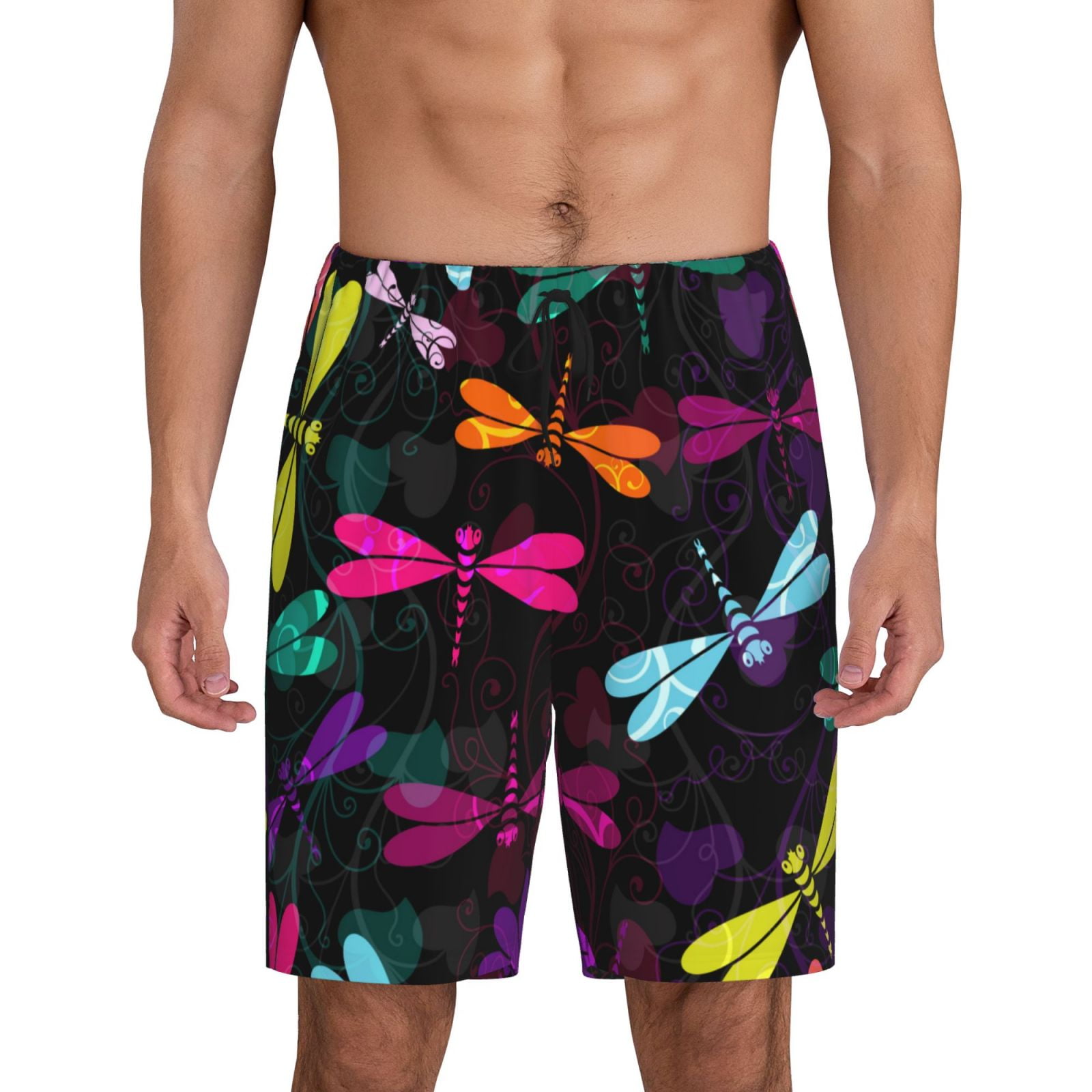 Fuzoiu Colorful Dragonflies Print Pajama Shorts for Men, Men's Pajama Bottoms,Mens Lounge ...