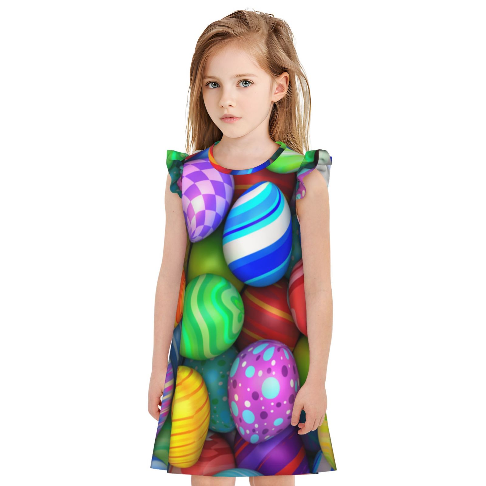 Fuzoiu Colorful Easter Eggs1 Print Girls' Nightgowns Pajamas Dress ...