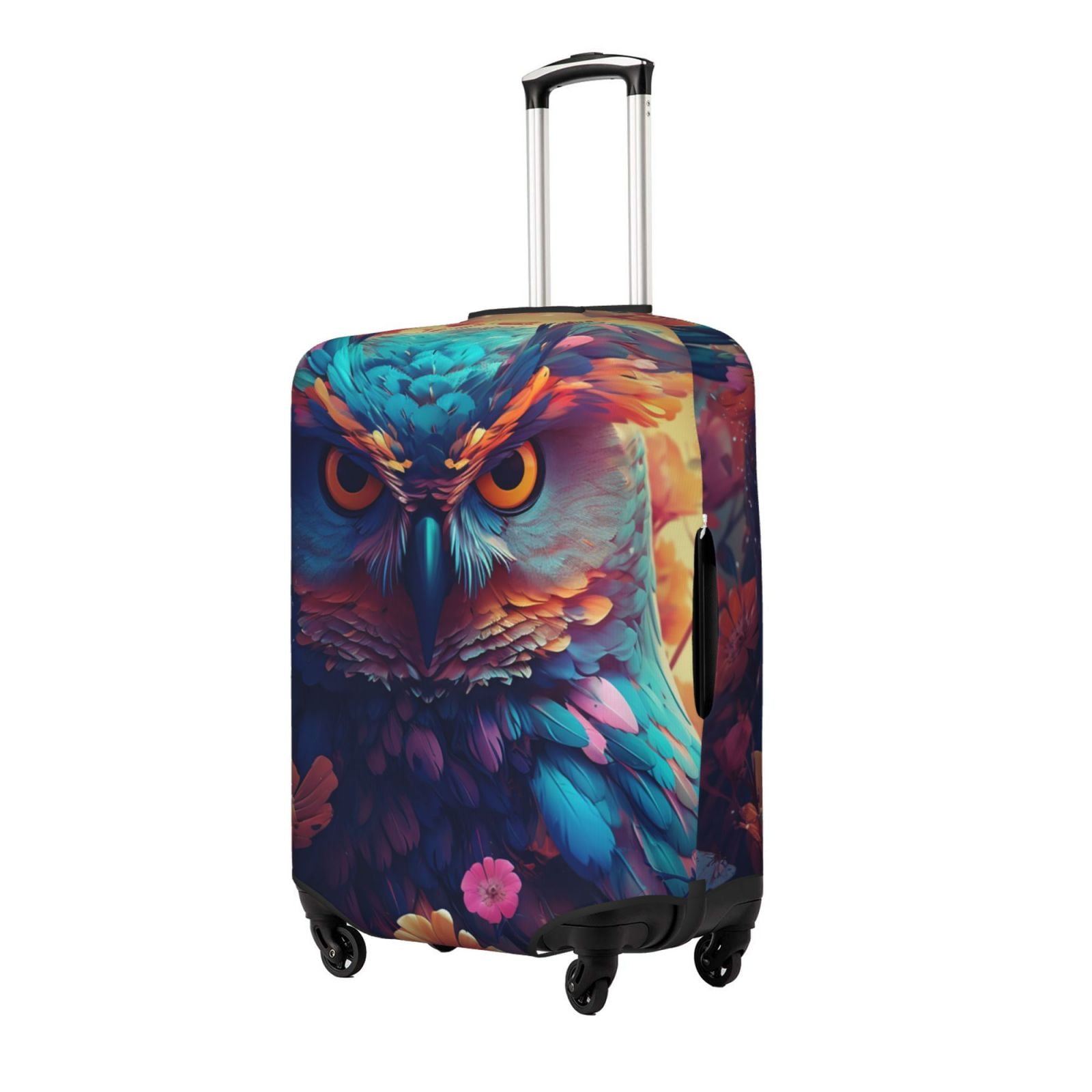 Fuzoiu Colorful Feather Owl Print Suitcase Cover,Washable Luggage ...