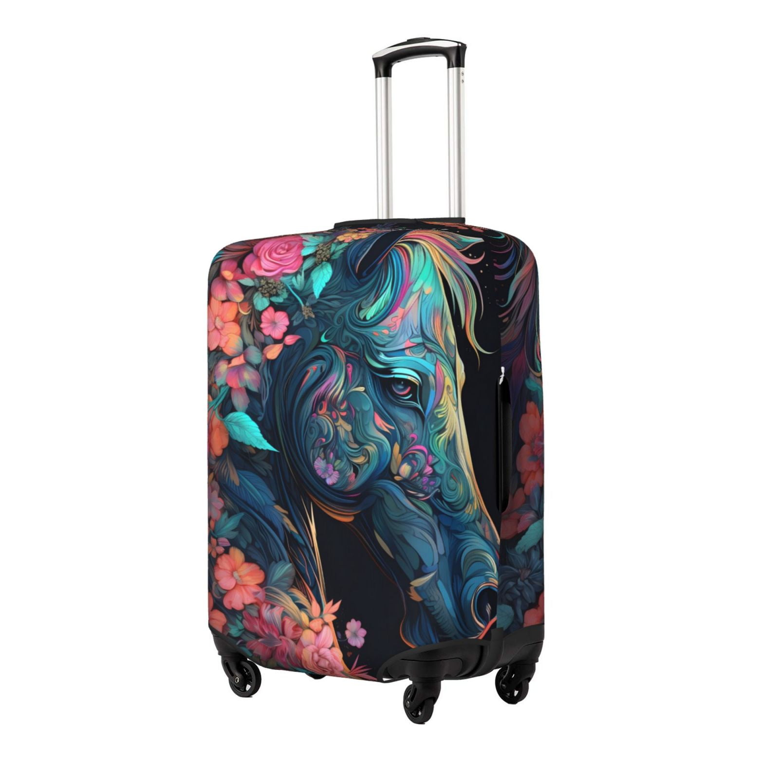 Fuzoiu Colorful Floral Patterned Horse Print Suitcase Cover,Washable ...