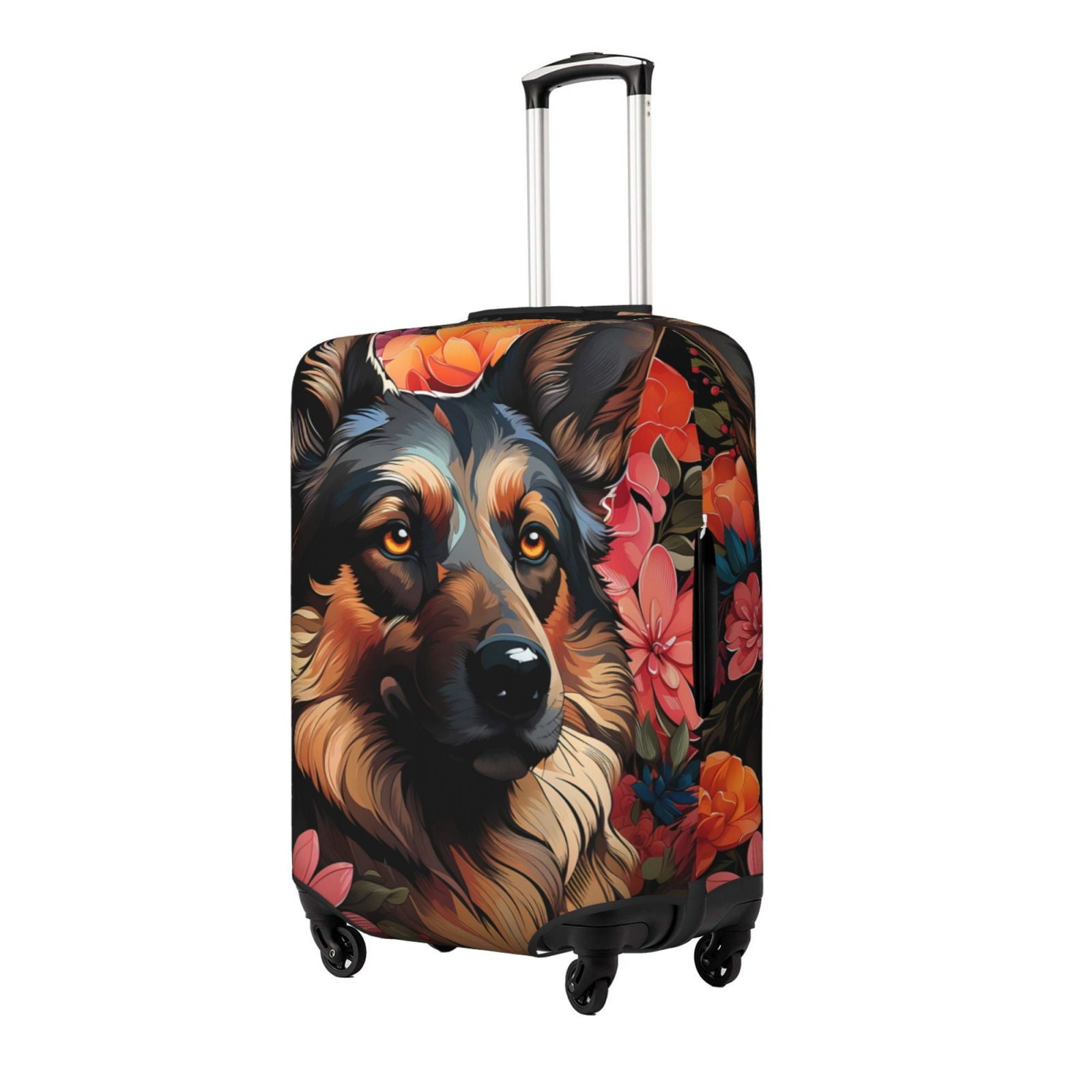Fuzoiu Colorful Flower German Shepherd Print Suitcase Cover,Washable ...