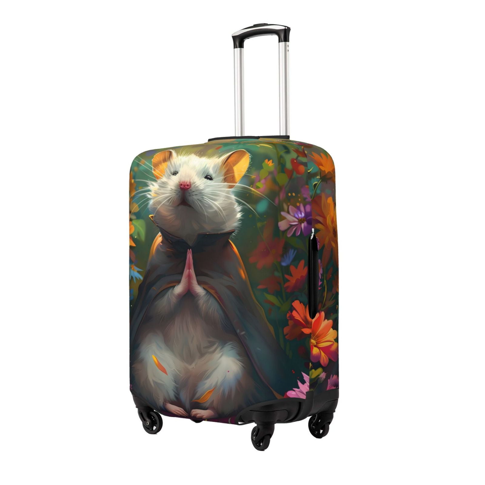 Fuzoiu Colorful Flower Meditating Hamster Print Suitcase Cover,Washable ...