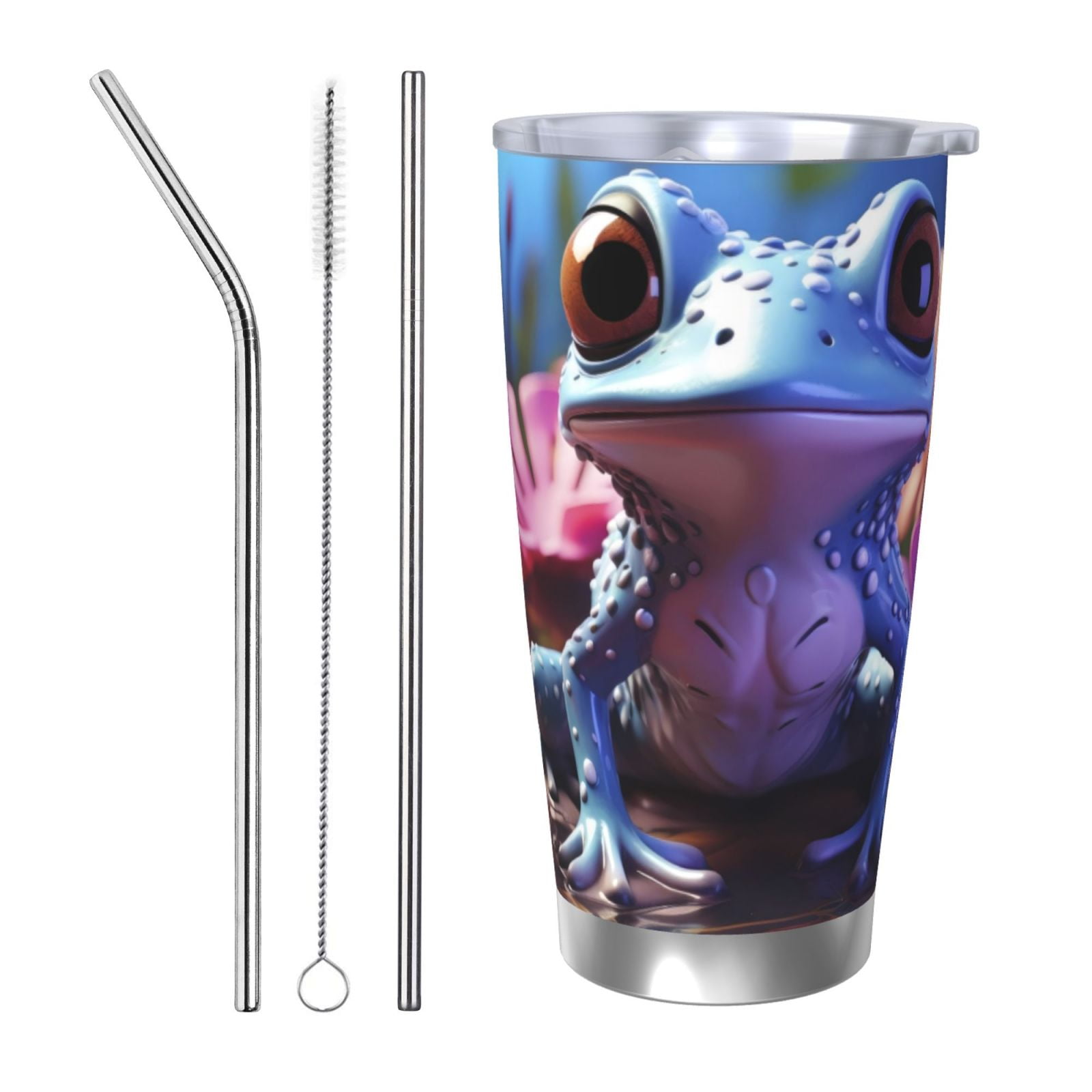 Fuzoiu Colorful Frog Among Flowers Print 20oz Tumbler, Stainless Steel ...