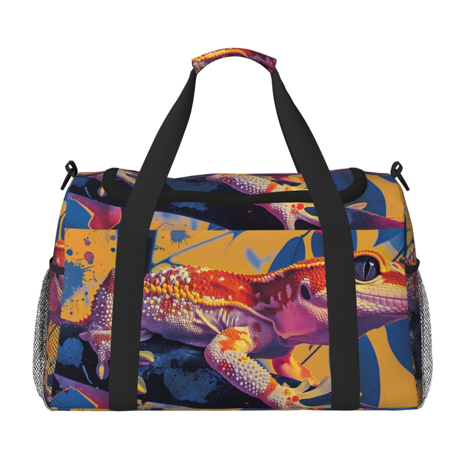 Fuzoiu Colorful Gecko Jungle Art Print Travel Duffle Bag,Carry On Tote ...