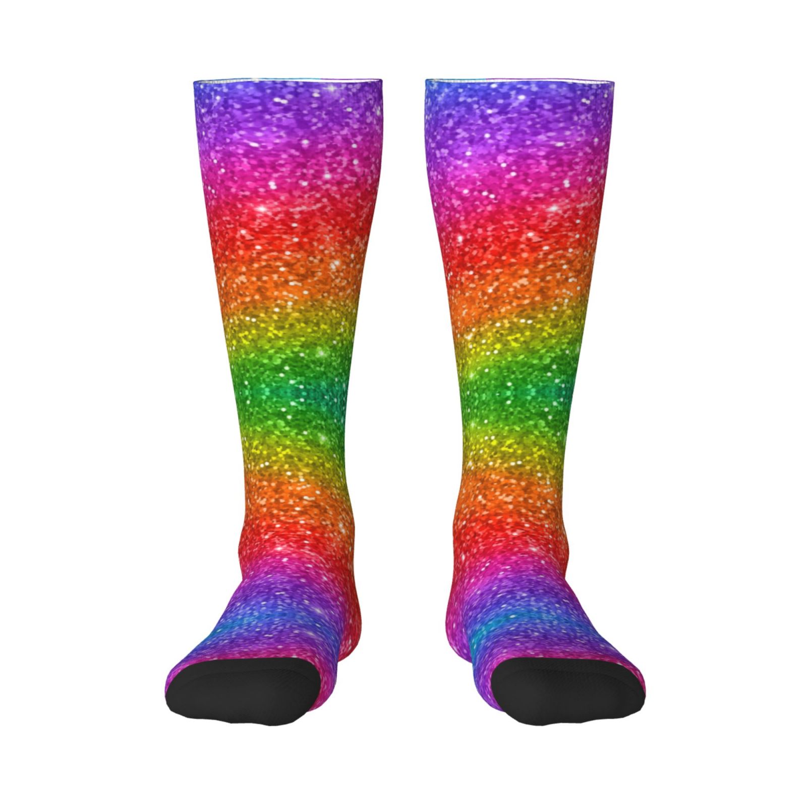 Fuzoiu Colorful Glitter Print Adult Stockings,Crew Socks,Unisex Fashion ...