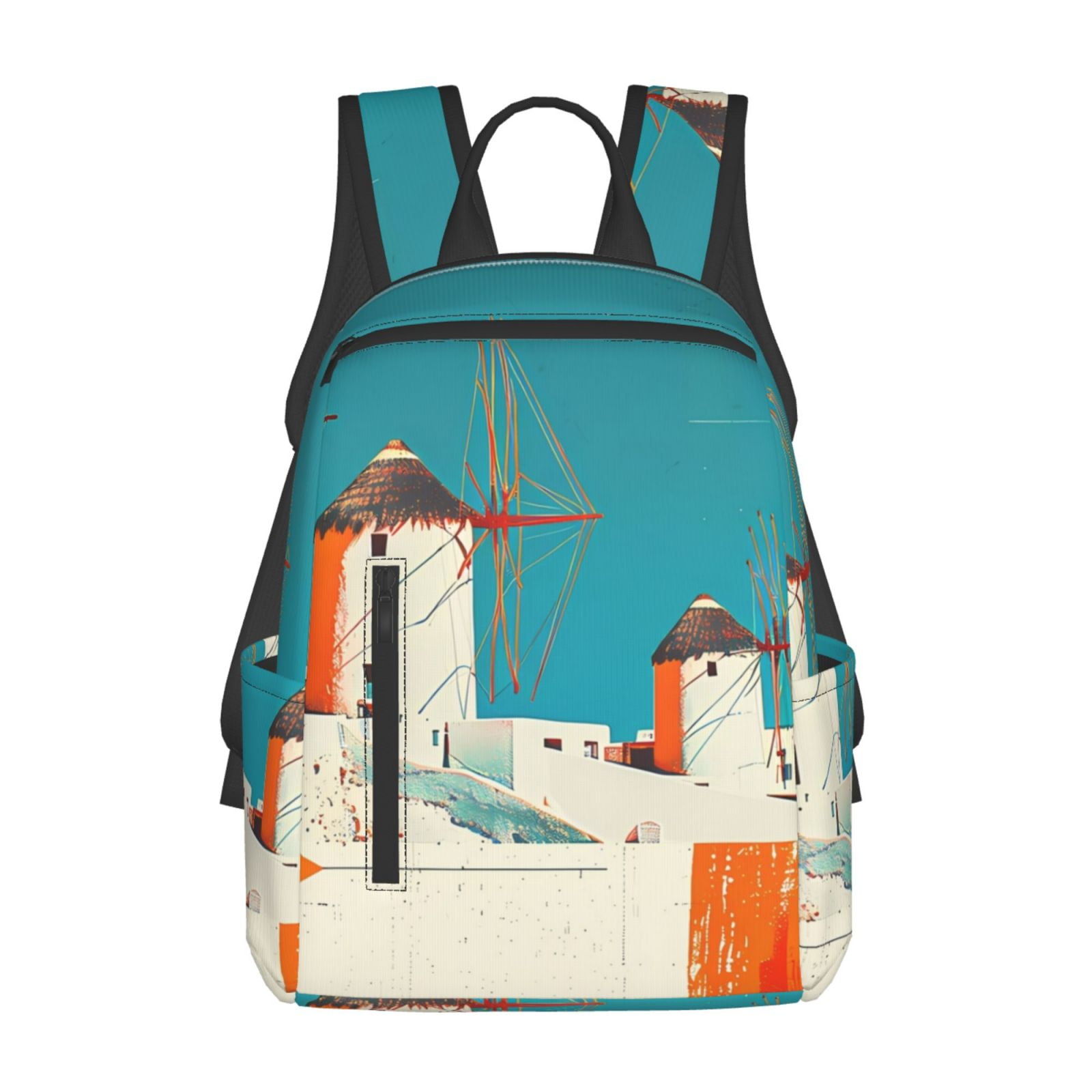 Fuzoiu Colorful Greek Windmills Print Lightweight Daypack,Weekender Bag ...