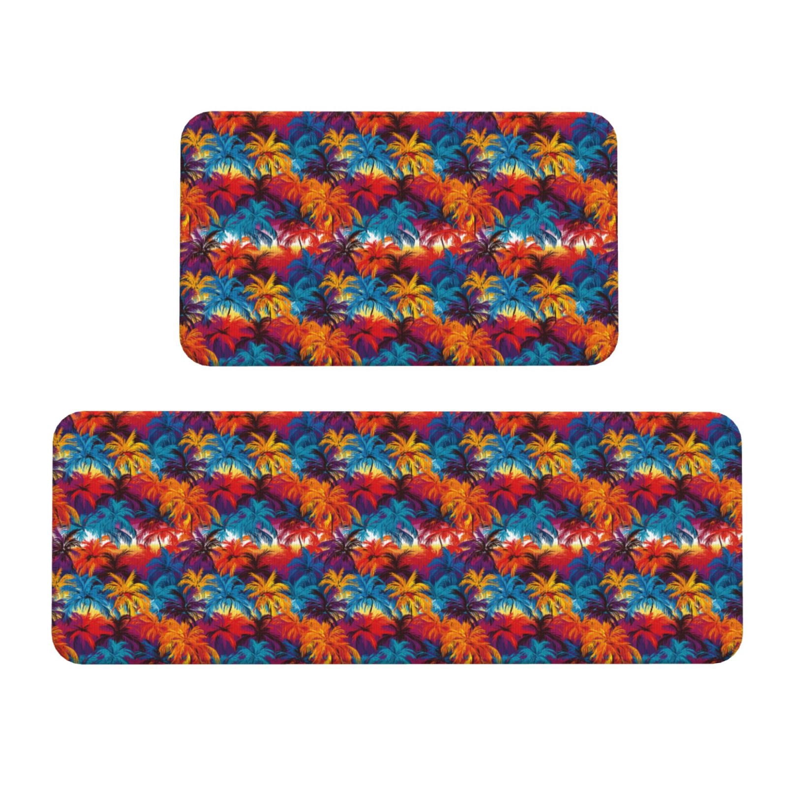 Fuzoiu Colorful Hawaii Palms Print Kitchen Floor Mat 2 Sets,Kitchen ...