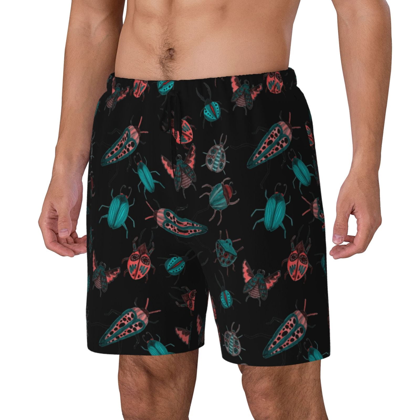 Fuzoiu Colorful Insect Print Men's Swim Shorts,Quick-Dry Double-Layer ...