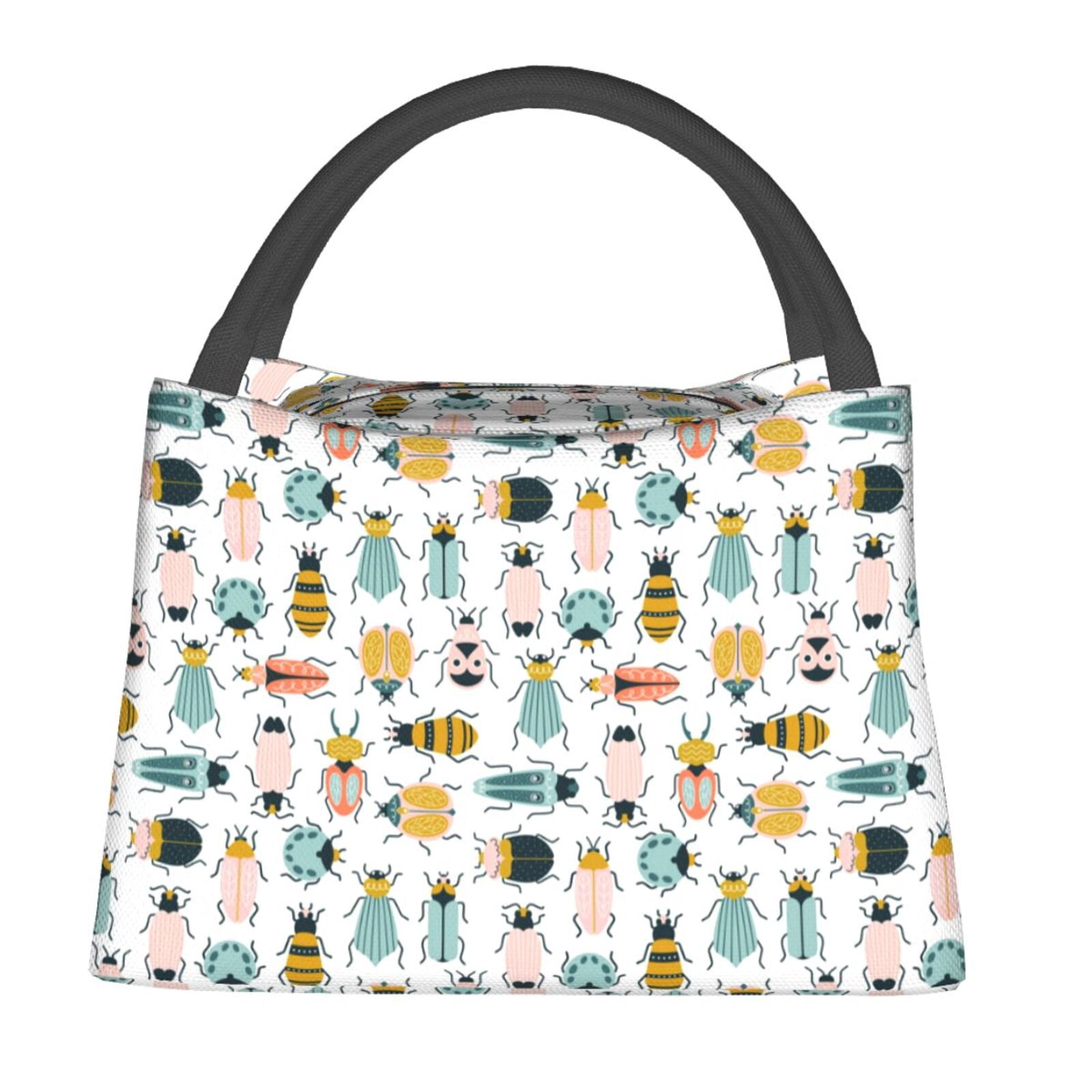 Fuzoiu Colorful Insects Print Portable Insulation Lunch Bag,Large Lunch ...