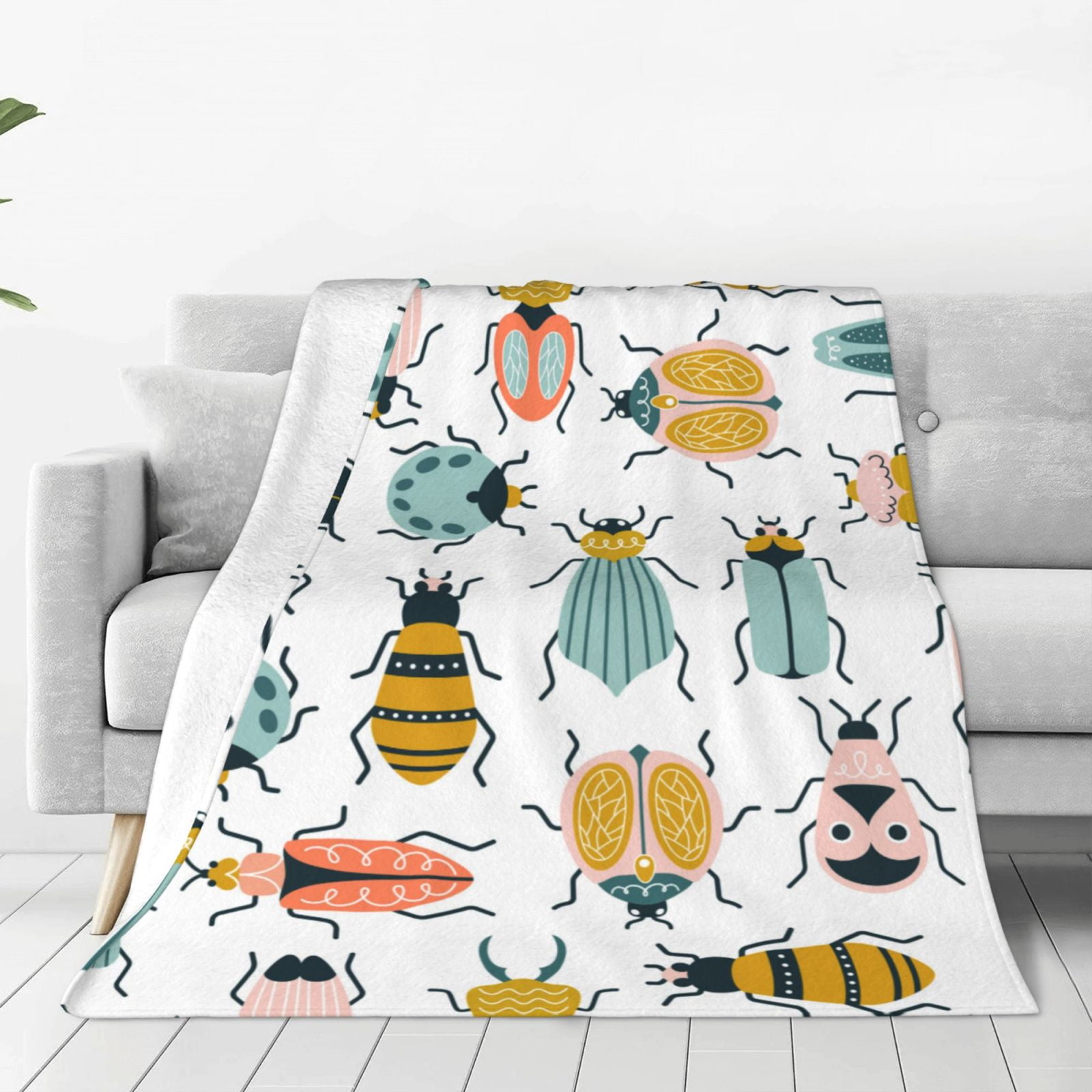 Fuzoiu Colorful Insects Print Ultra-Soft Micro Fleece Blanket,All ...