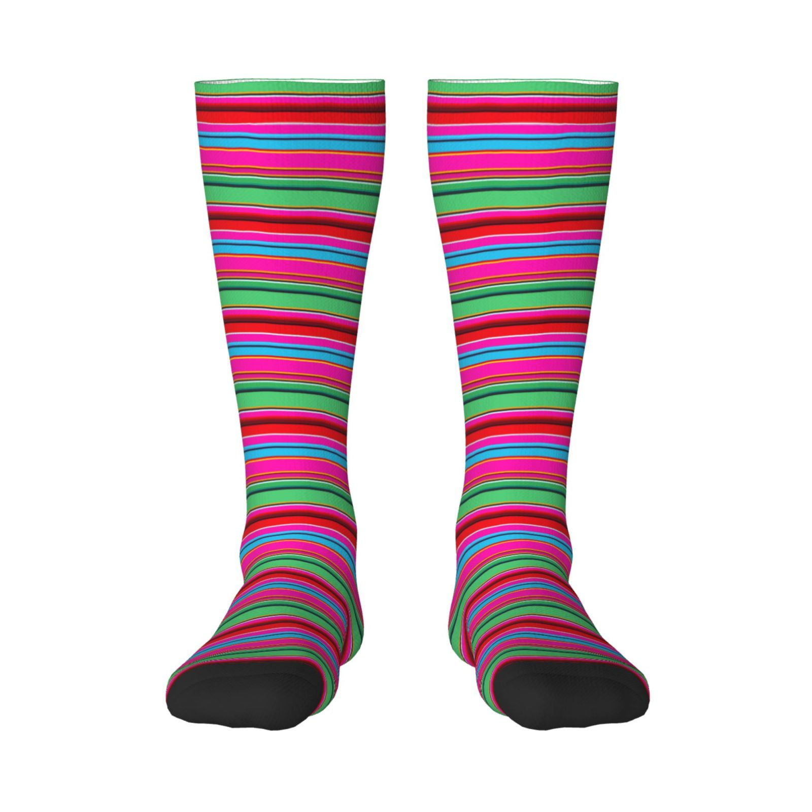 Fuzoiu Colorful Mexican Stripes Print Adult Stockings,Crew Socks,Unisex ...