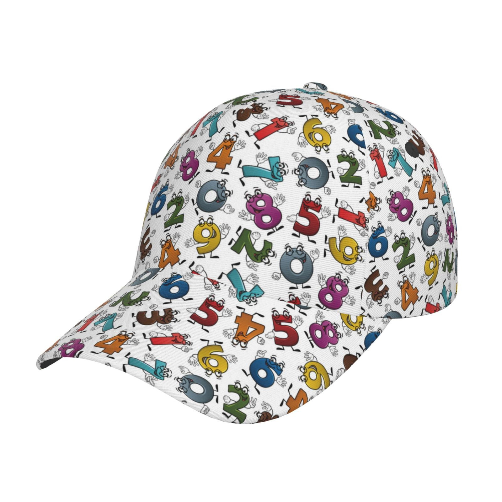Fuzoiu Colorful Numbers Print Adjustable Baseball Cap for Men and Women ...