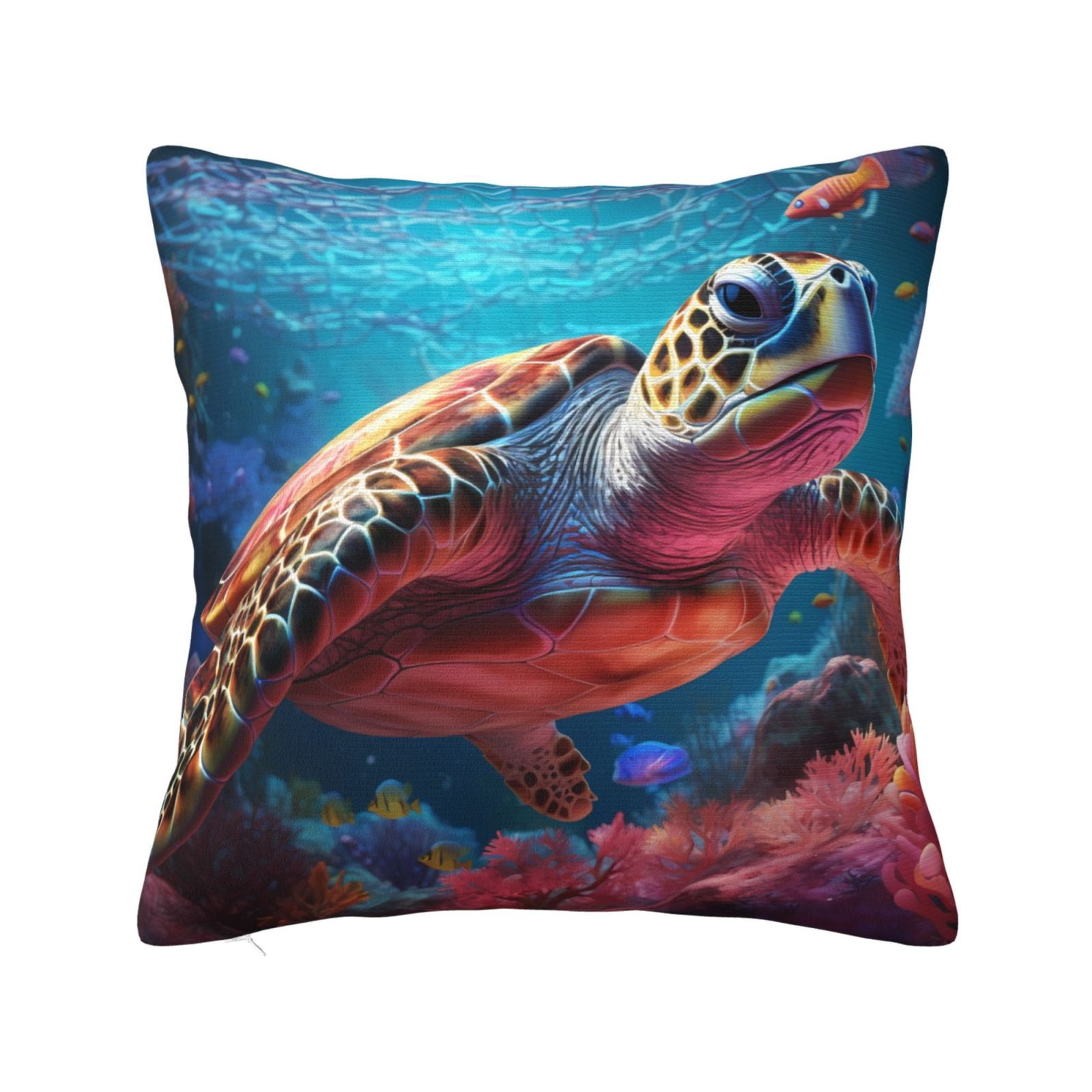 Fuzoiu Colorful Ocean Sea Turtle Print Square Pillow Cover,Hidden ...