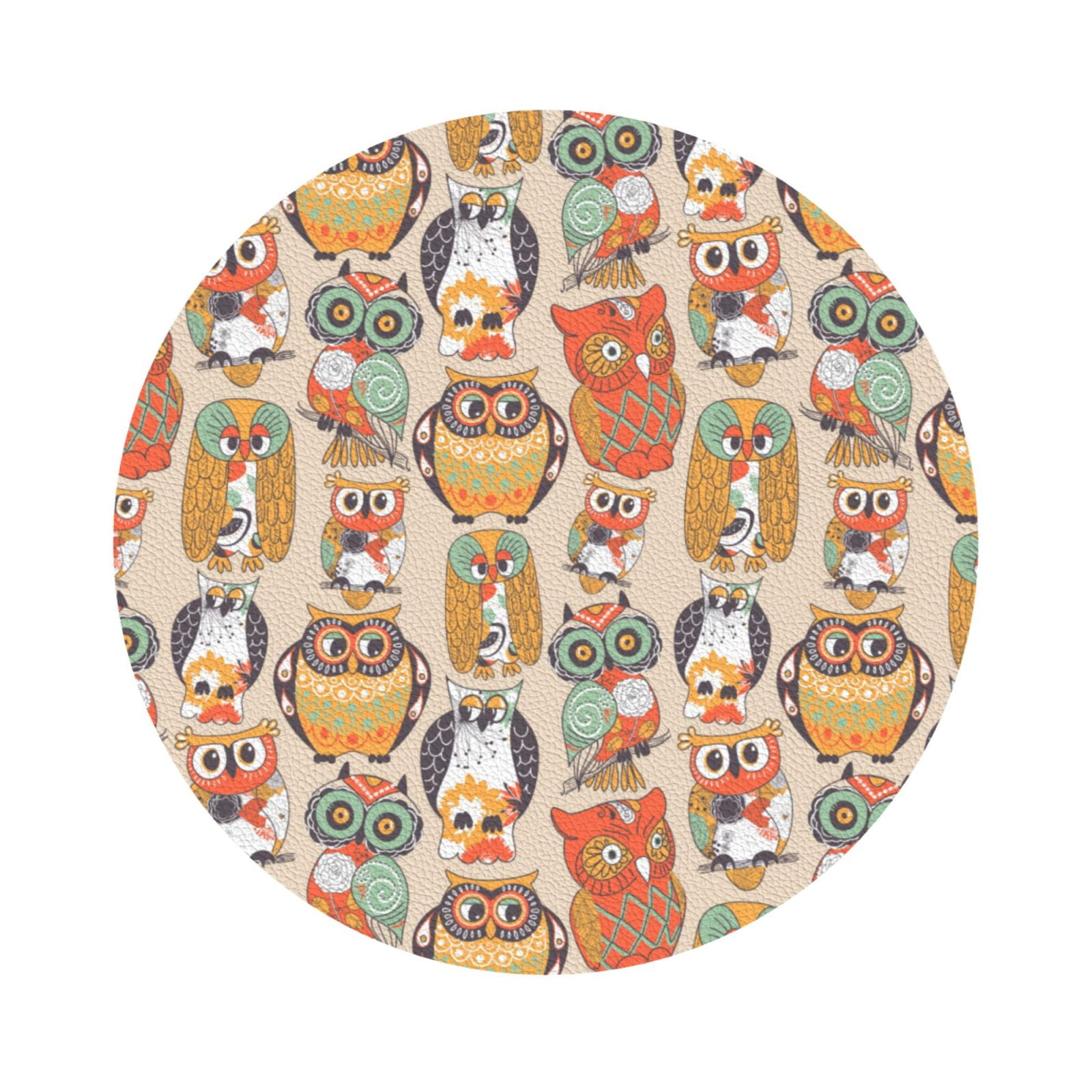 Fuzoiu Colorful Owls Print Leather Coasters Set,Drink Coasters Set of 6 ...