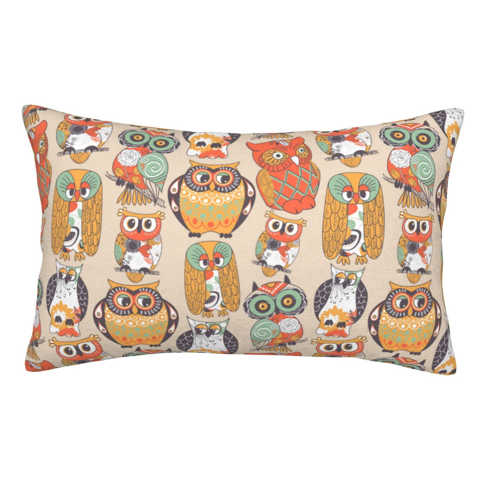 Fuzoiu Colorful Owls Print Pillow Case with Hidden Zipper,Pillow Covers ...