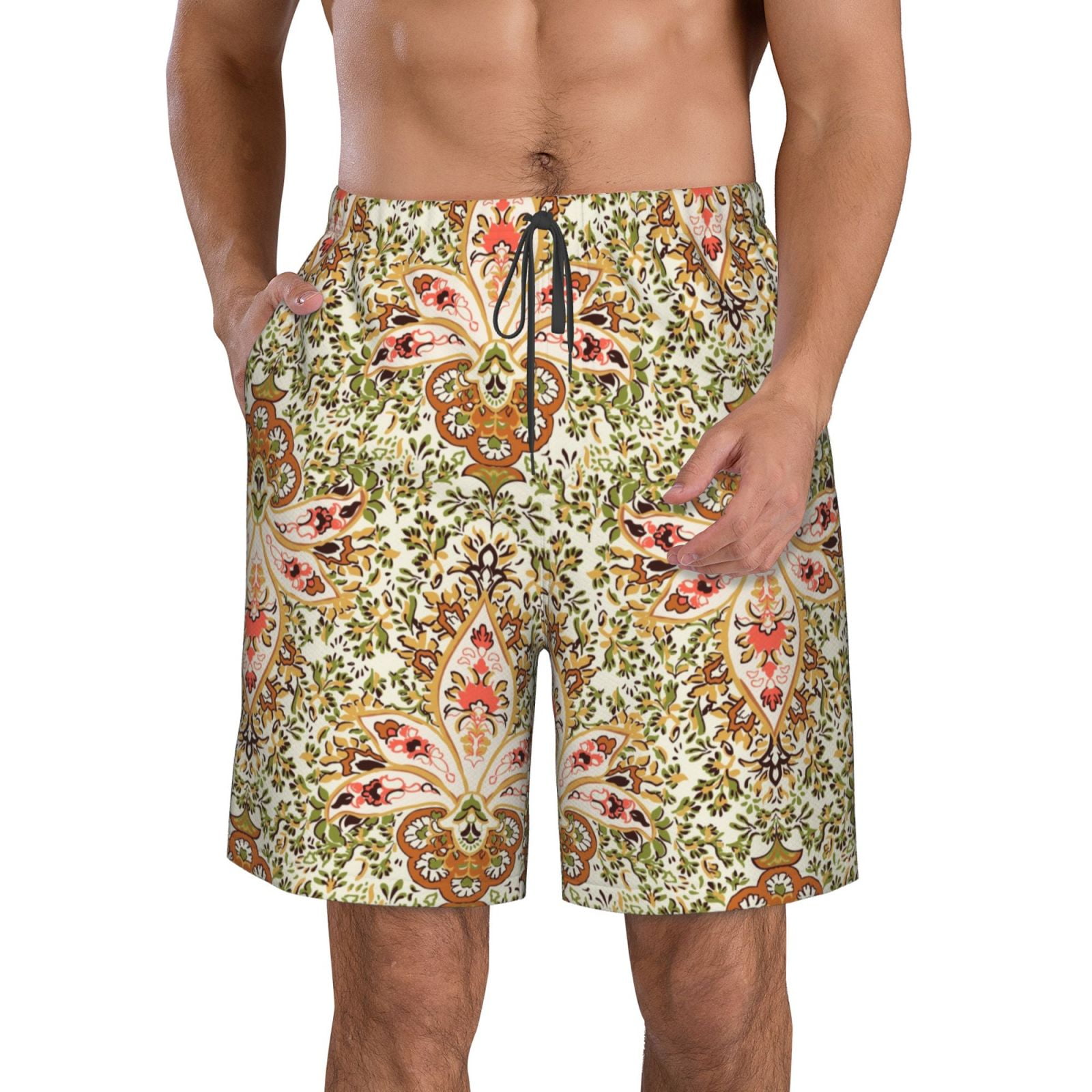 Fuzoiu Colorful Paisley Print Men's Beach Shorts,Men's Swim Trunks ...