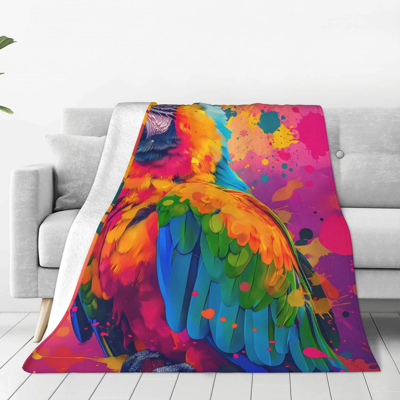Fuzoiu Colorful Parrot Jungle Dream A Print Ultra-Soft Micro Fleece ...