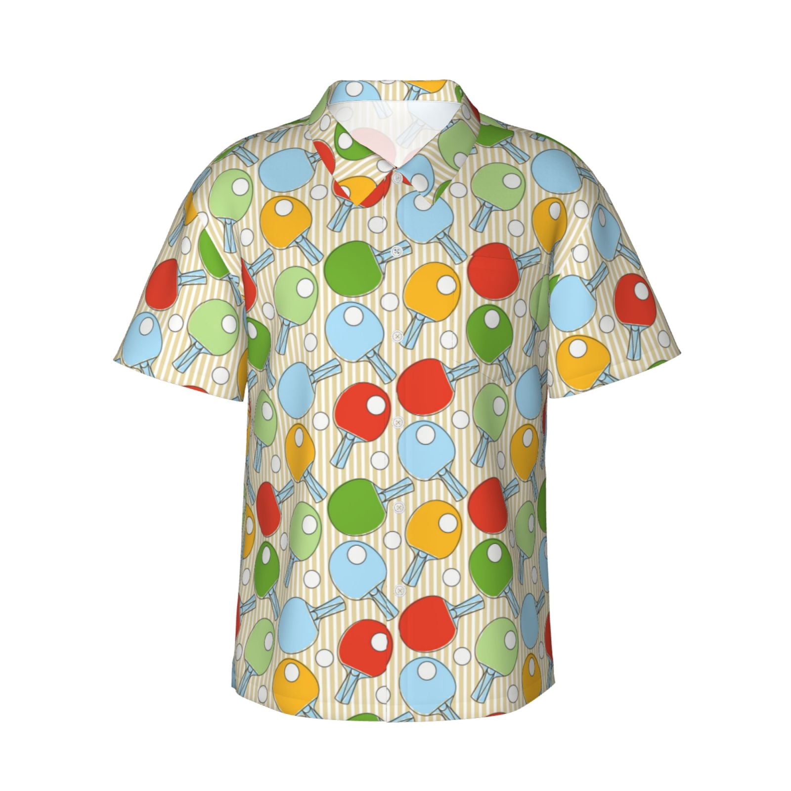 Fuzoiu Colorful Ping Pong Rackets1 Print Hawaiian Shirt for Men, Summer ...