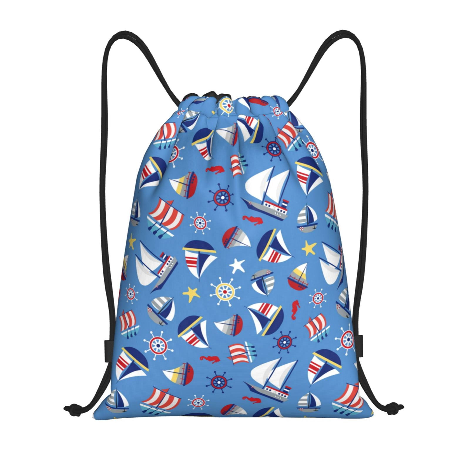 Fuzoiu Colorful Sailing Ship Print Drawstring Backpack for Gym, Travel ...