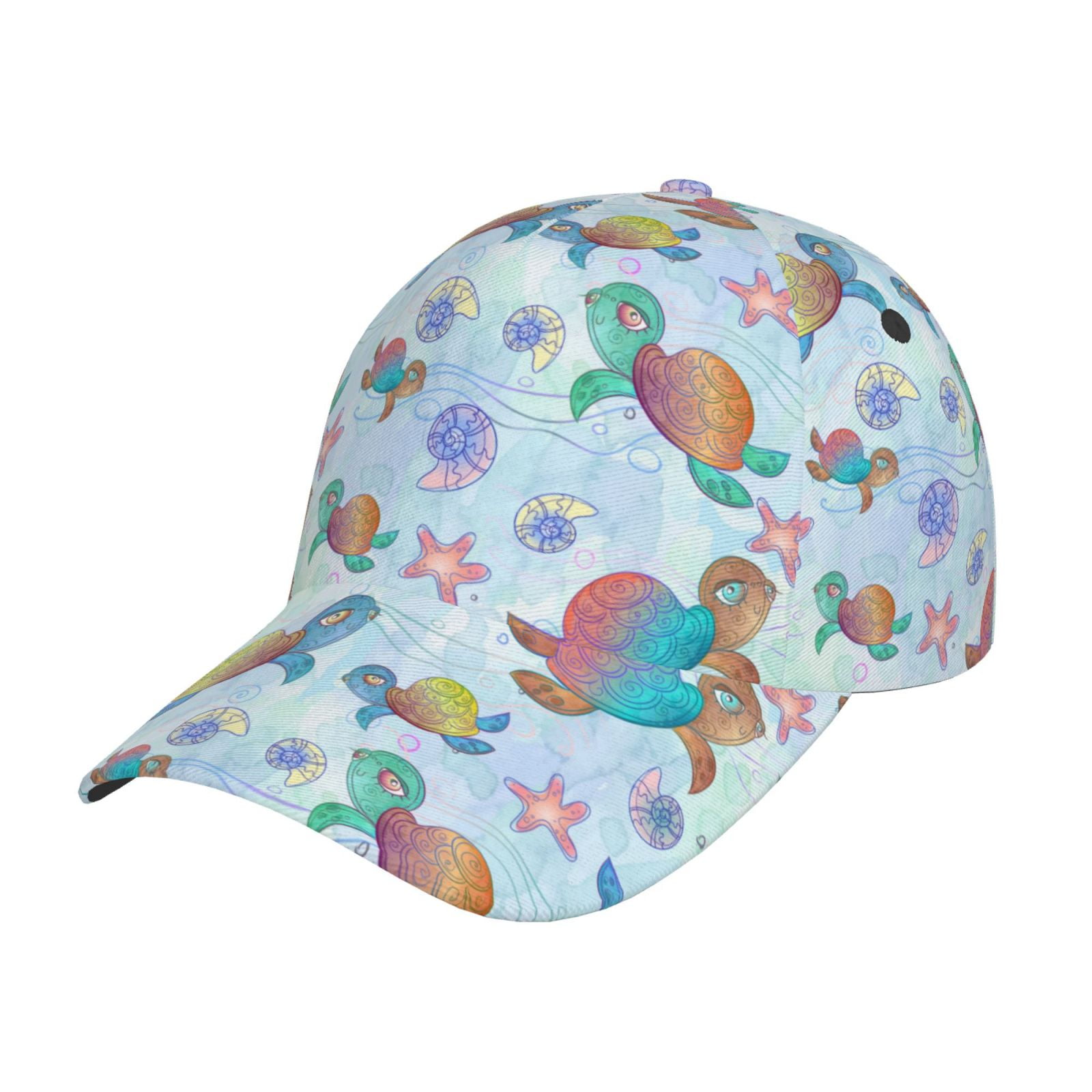 Fuzoiu Colorful Sea Turtle Print Adjustable Baseball Cap for Men and ...