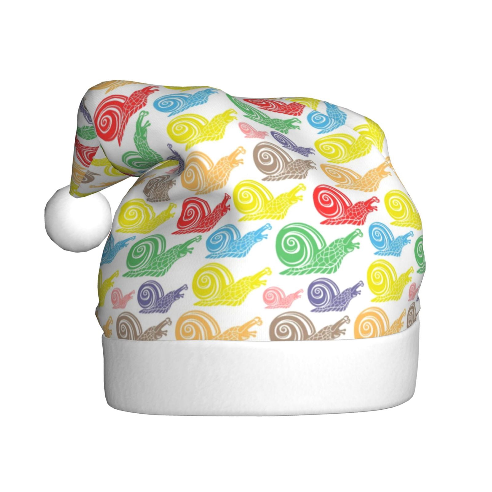 Fuzoiu Colorful Snails Print Santa Hat Christmas Hat for Adults,Santa ...
