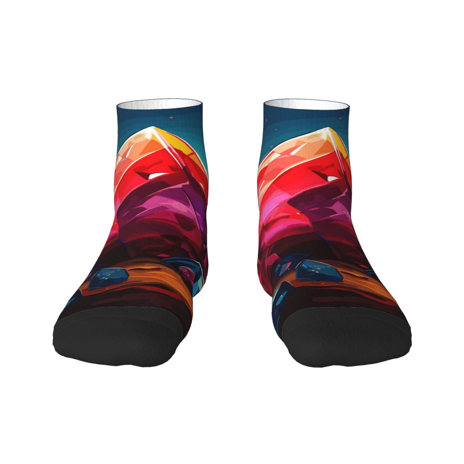 Fuzoiu Colorful Stone World Print Adult Socks, Crew Moisture-wicking ...