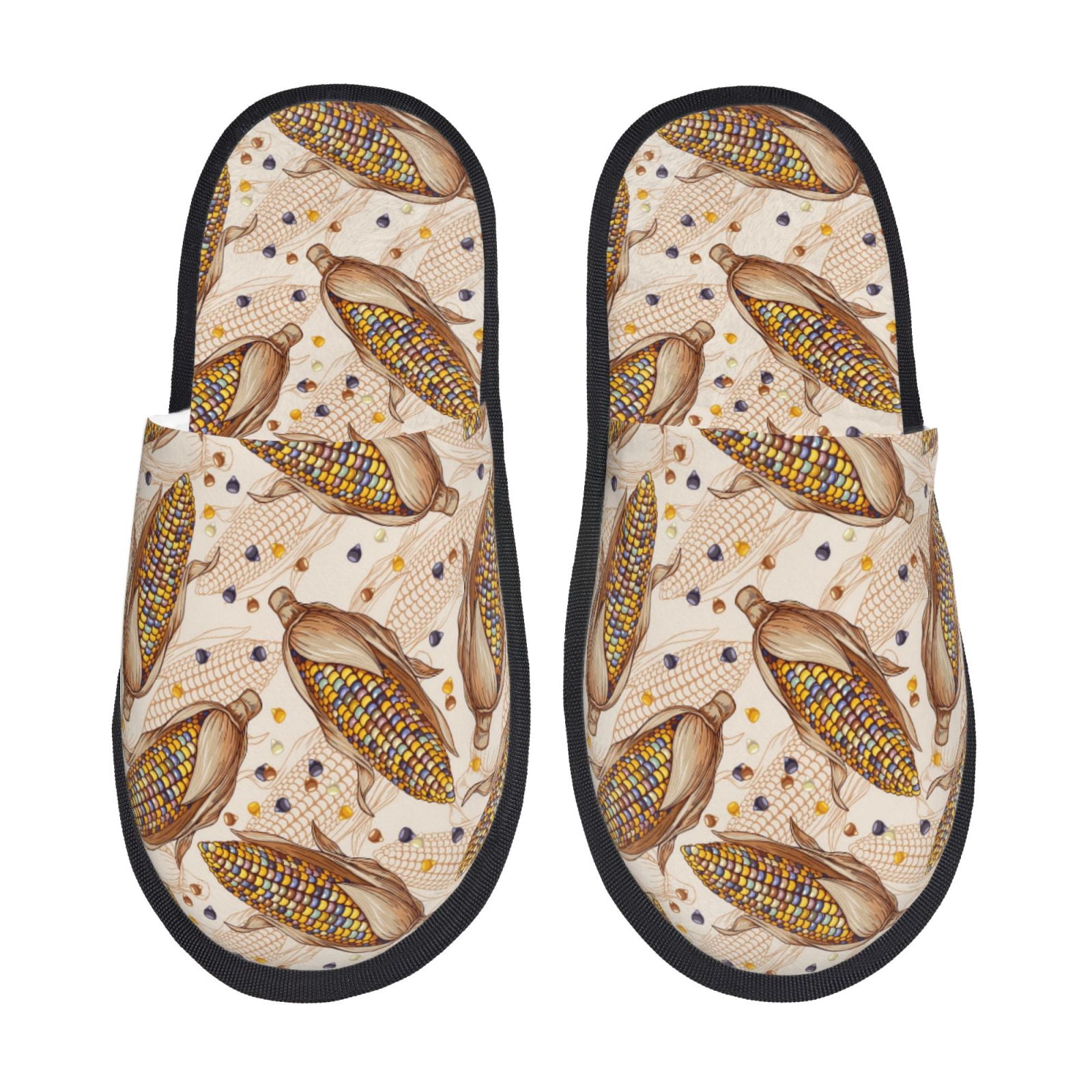 Fuzoiu Colorful Vintage Corn Print Unisex Furry Slippers,Plush Indoor ...