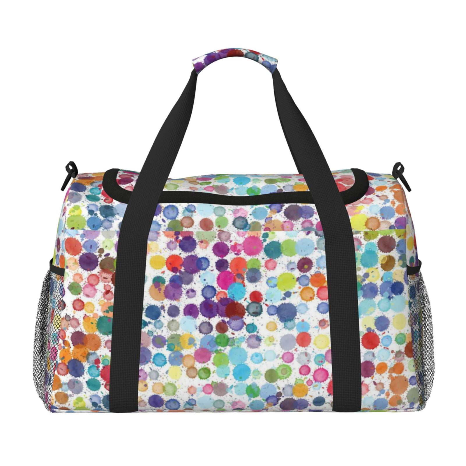 Fuzoiu Colorful Watercolor Dots Print Travel Duffle Bag,Carry On Tote ...