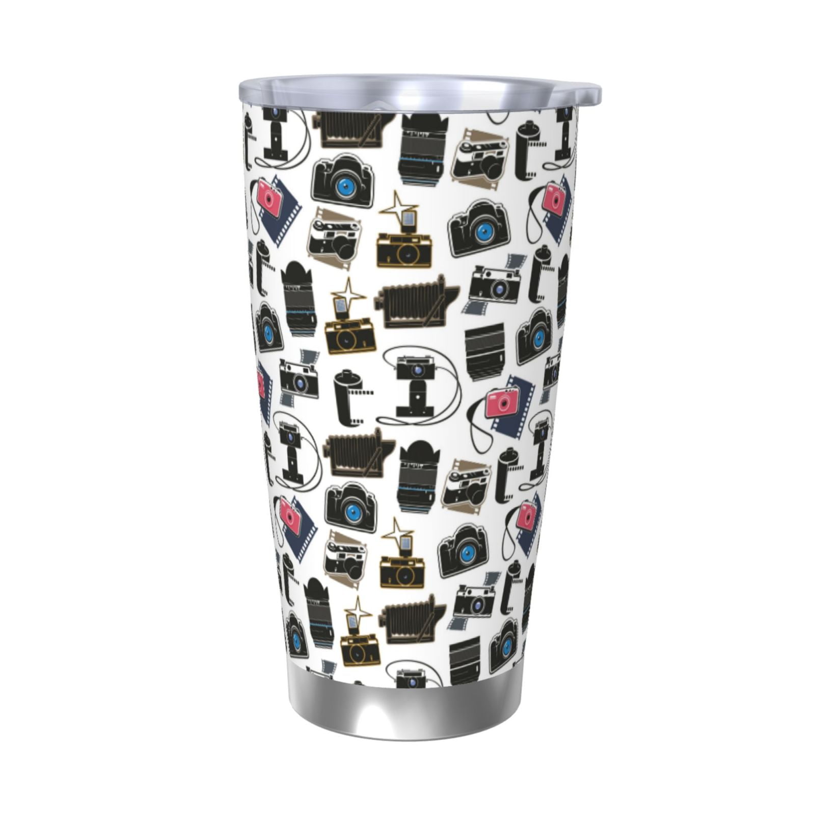 Fuzoiu Cool Camera Print 20oz Tumbler, Stainless Steel Vacuum Insulated ...