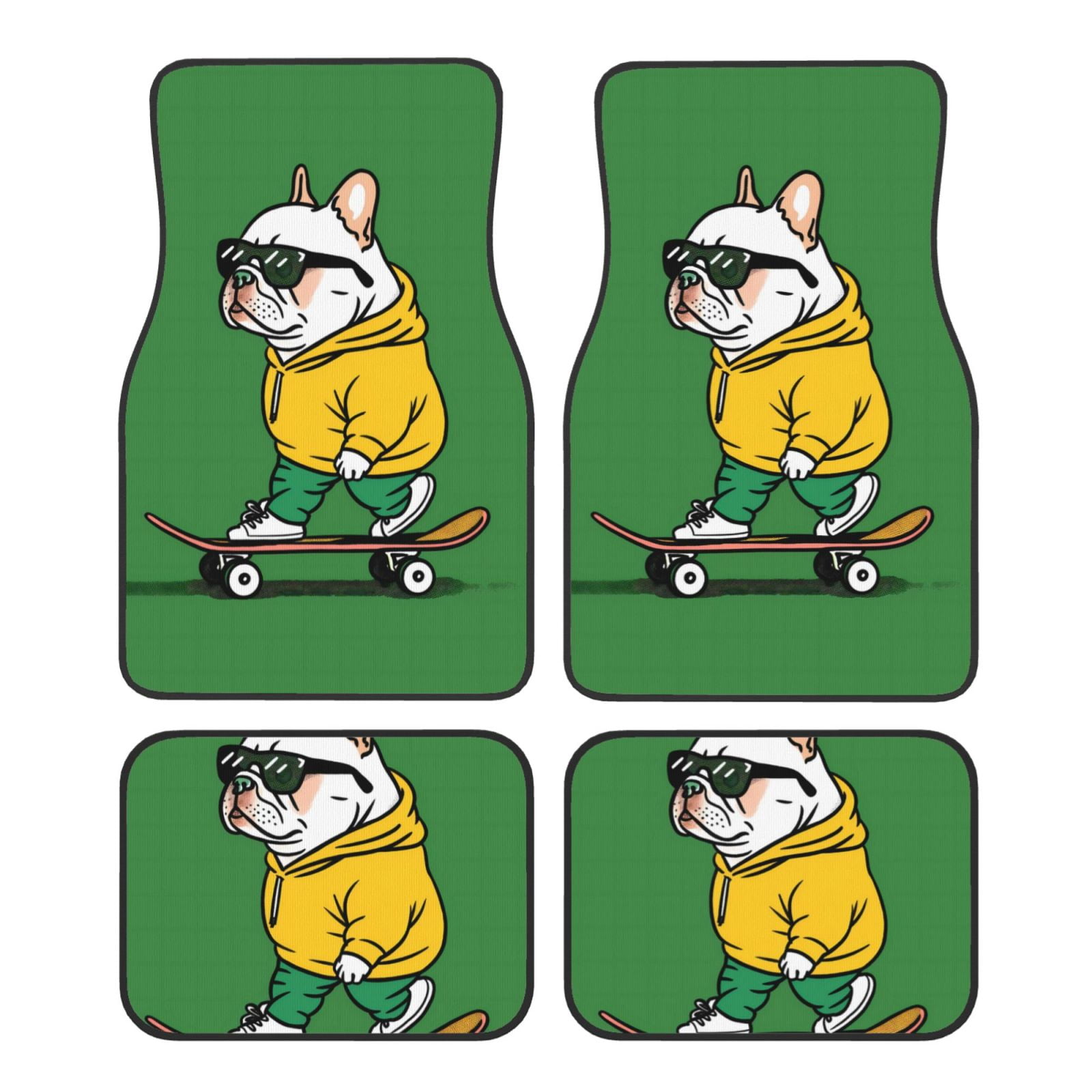 Fuzoiu Cool Skateboarding Bulldog Print Carpet Floor Mats for Car,Car ...