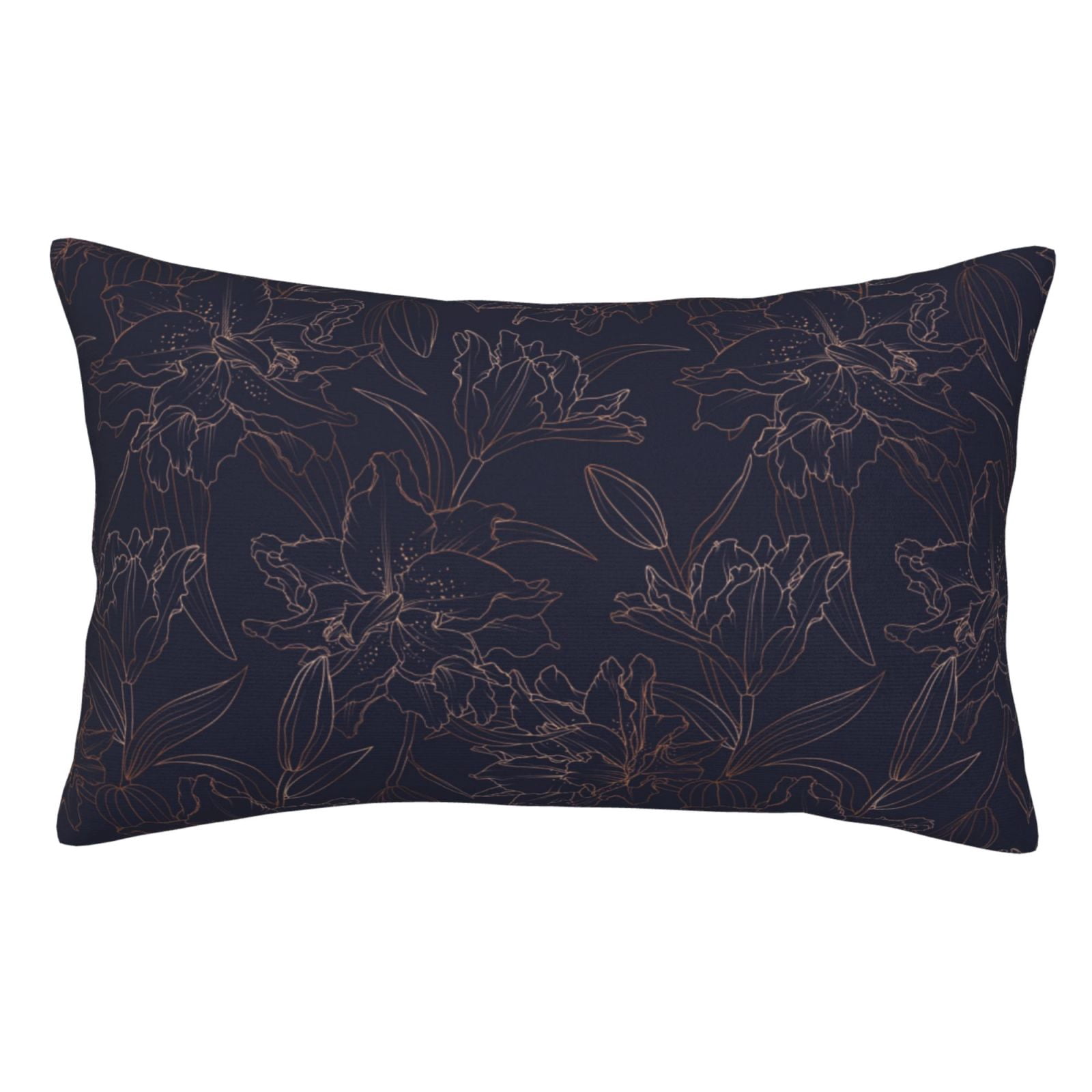 Fuzoiu Copper-Gold Gloss Outline Flower1 Print Pillow Case with Hidden ...