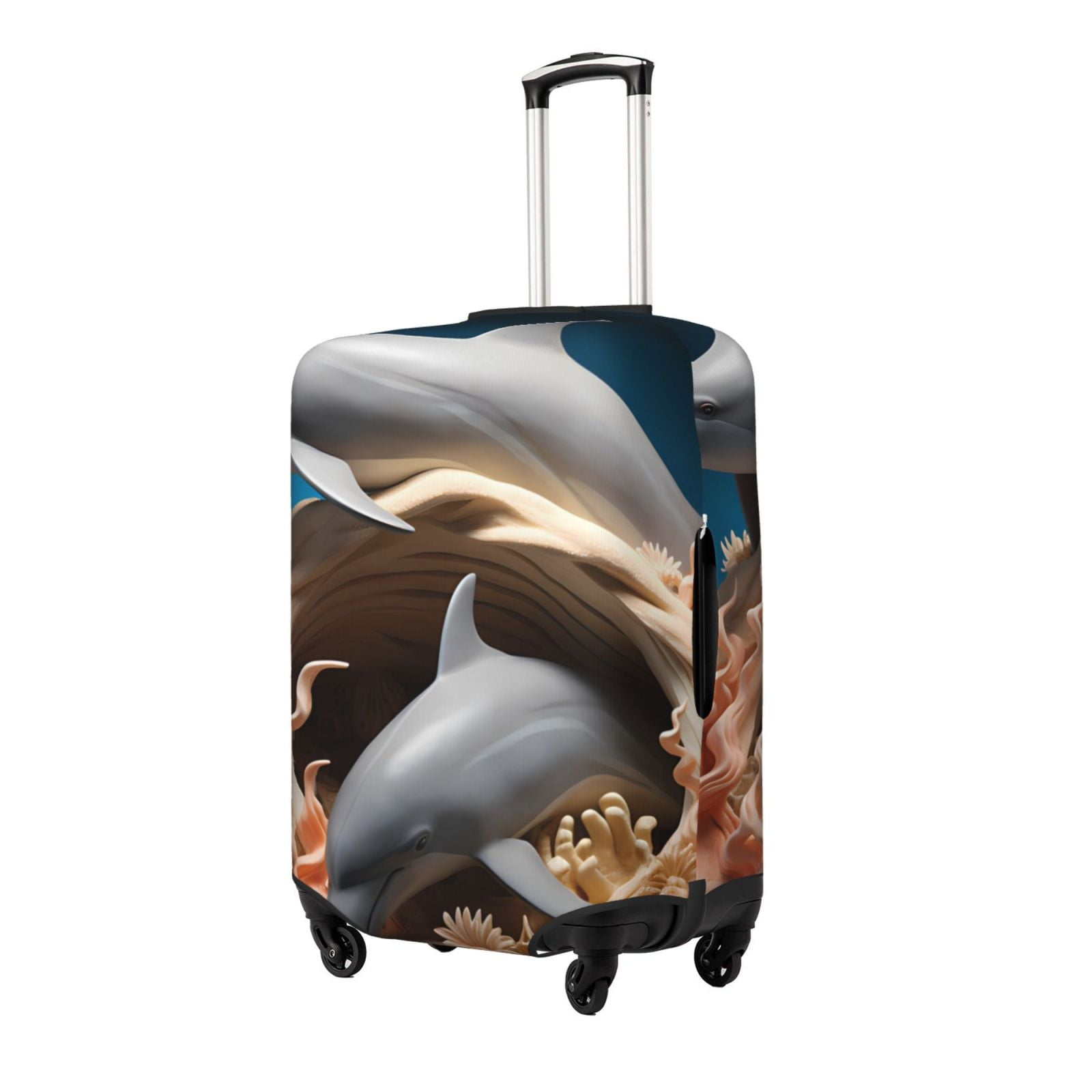 Fuzoiu Coral Fish Dolphin Print Suitcase Cover,Washable Luggage Covers ...