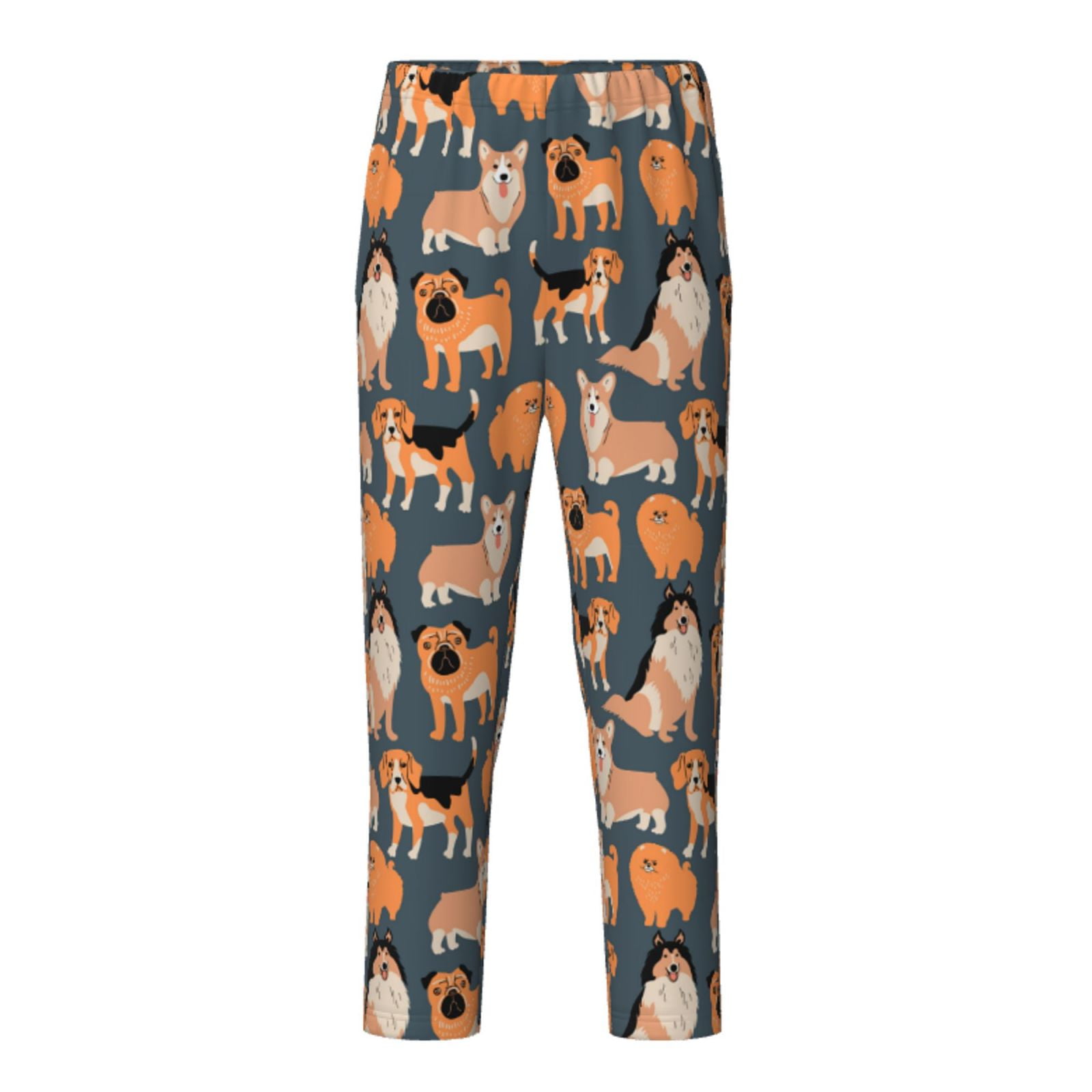 Fuzoiu Corgi Collie Pug Print Teenagers' Pajama Pants,Lounge Pants with ...