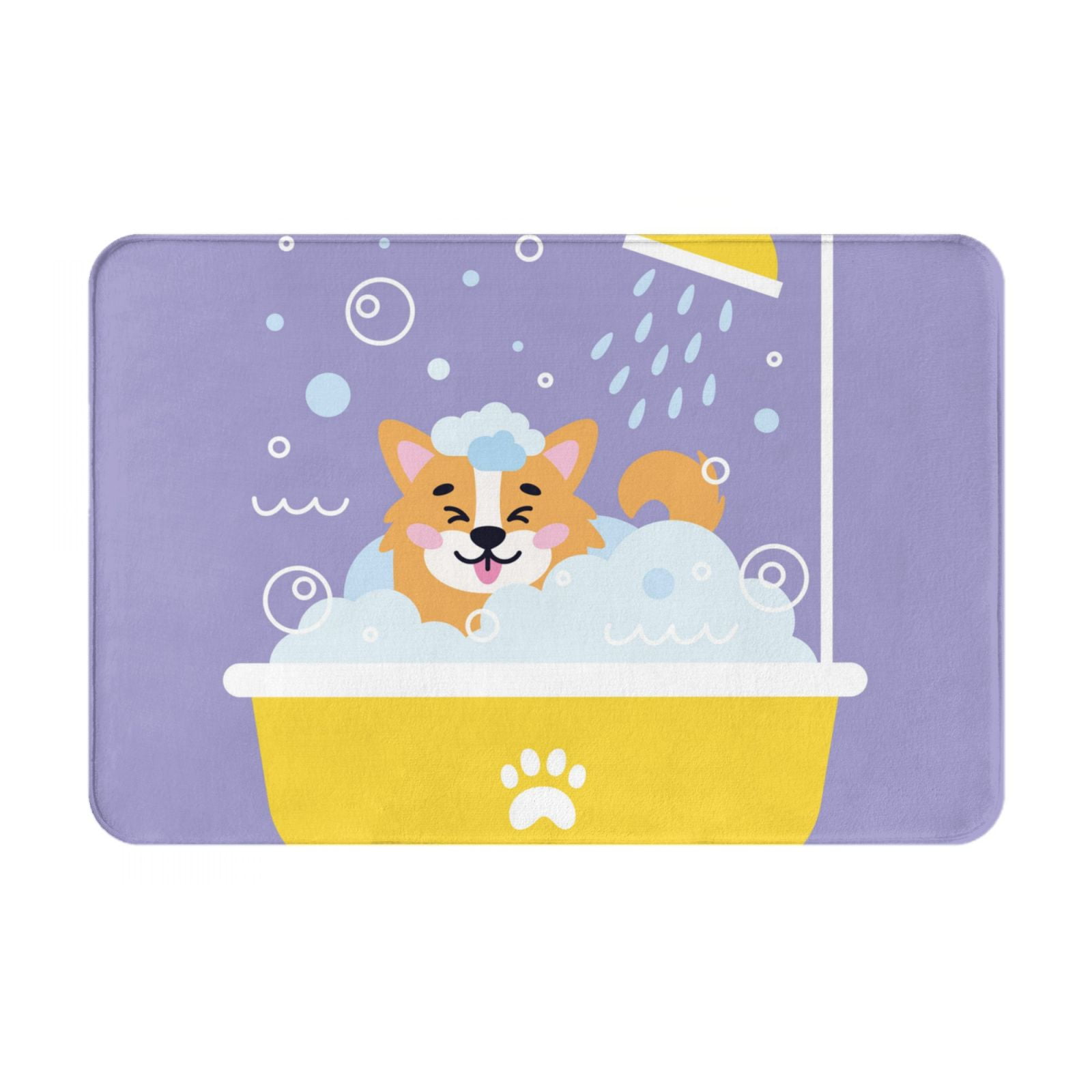 Fuzoiu Corgi Washing in Bathtub Print Door Mat Outdoor Indoor Welcome ...