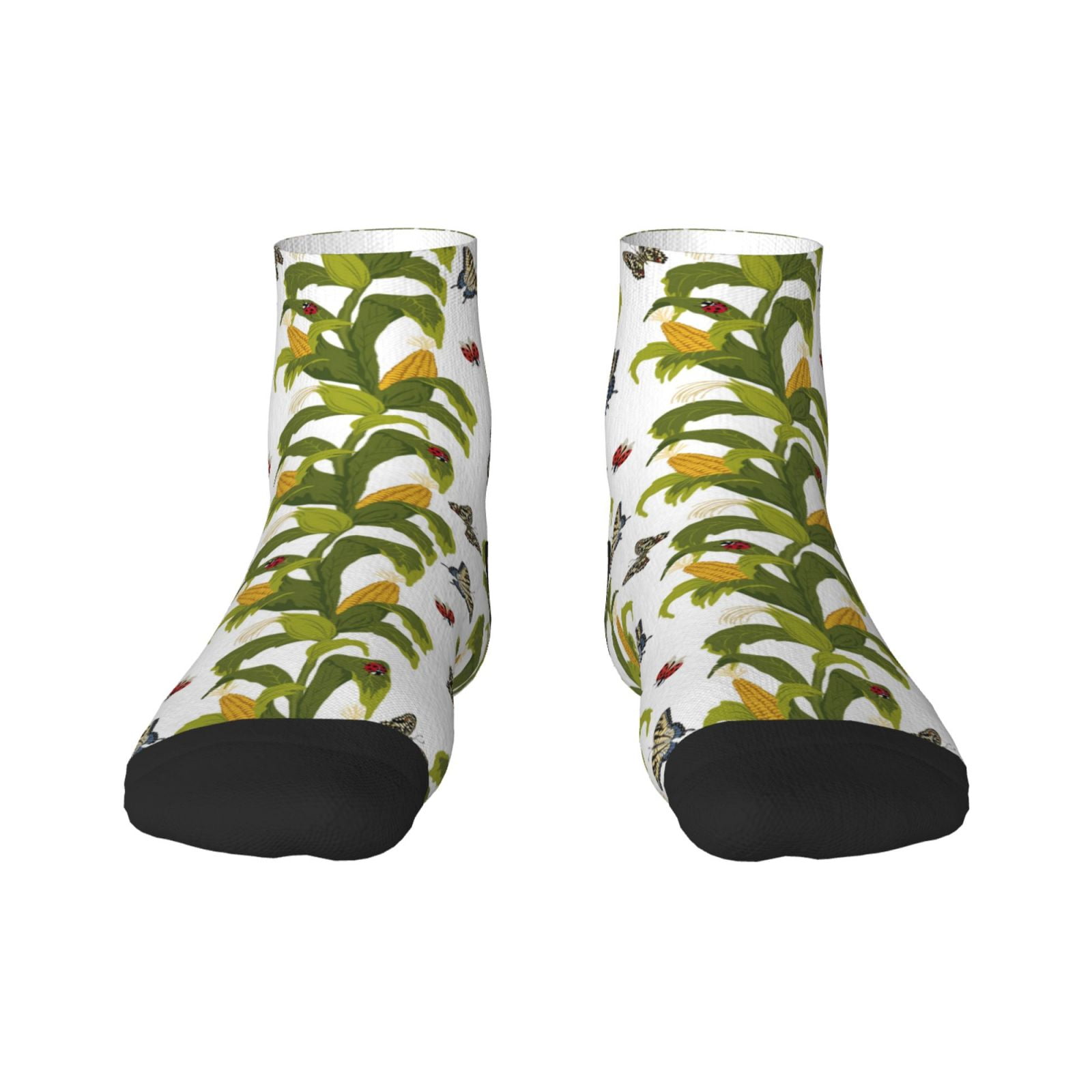 Fuzoiu Corn And Butterflies Print Adult Socks, Crew Moisture-wicking ...