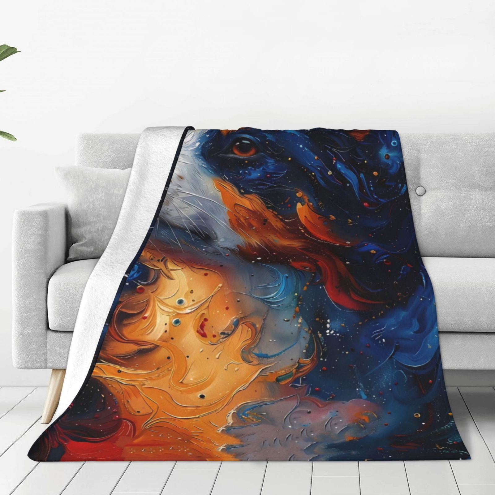 Fuzoiu Cosmic Dog Starry Night Print Ultra-Soft Micro Fleece Blanket ...