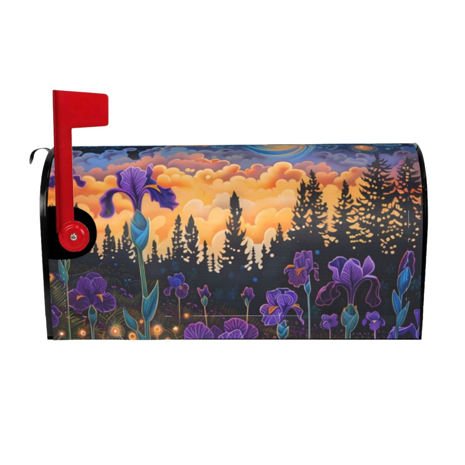 Fuzoiu Cosmic Irises At Twilight Print Decorative Waterproof Mailbox Cover,Welcome Magnetic ...