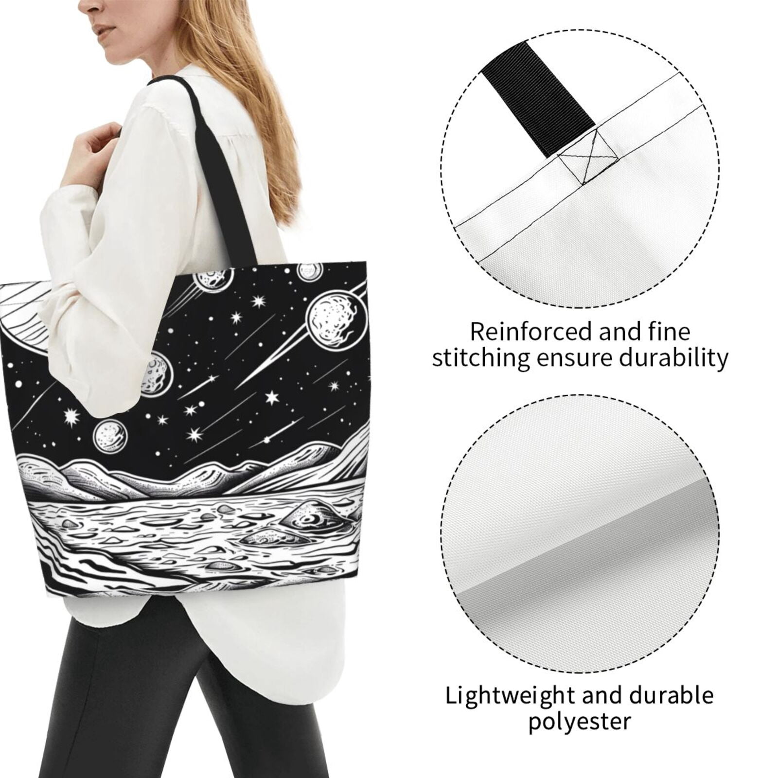 Fuzoiu Cosmic Landscape Celestial Art Print Tote Bags for Women ...