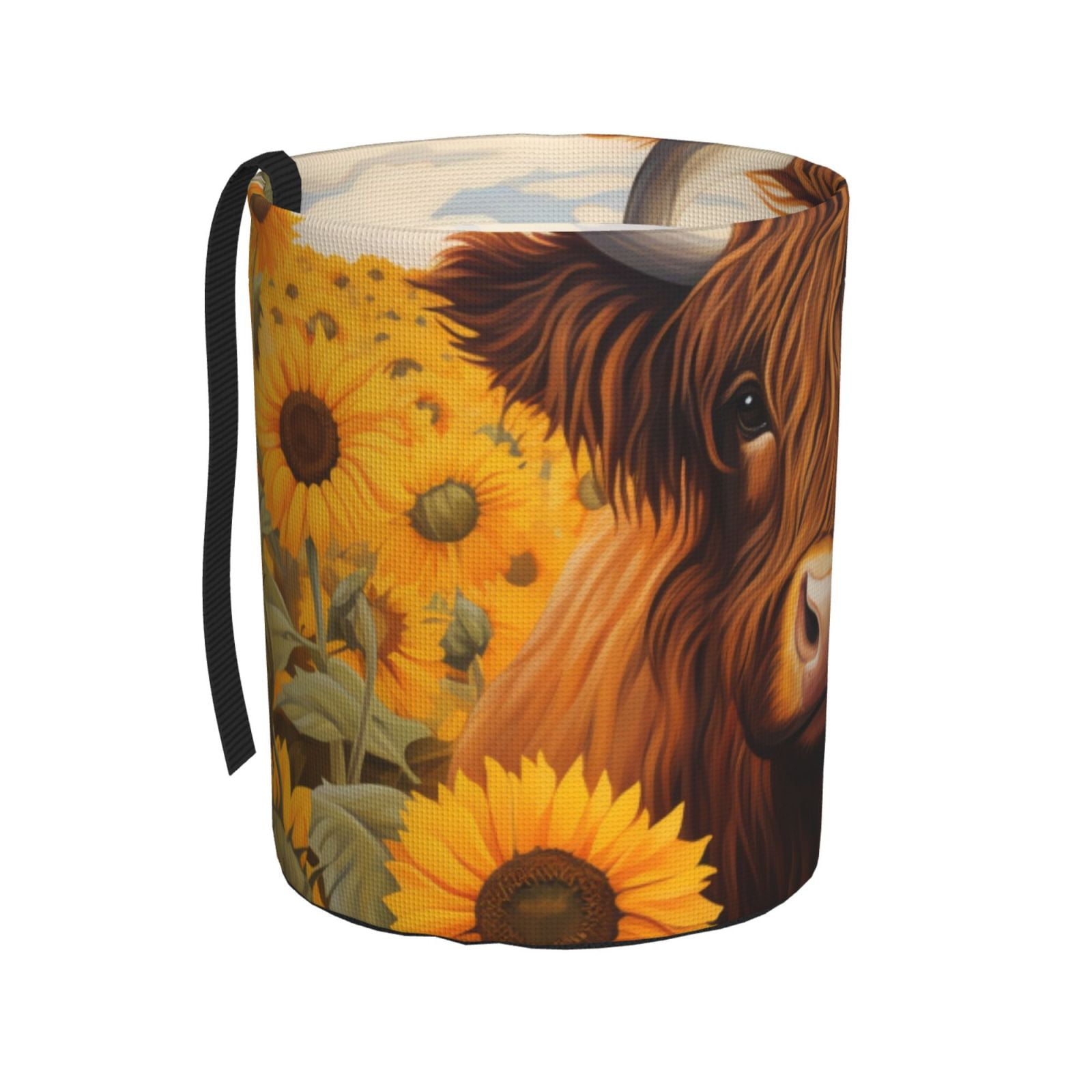 Fuzoiu Countryside Sunflower Cow Print Car Trash Can,Leakproof Car ...