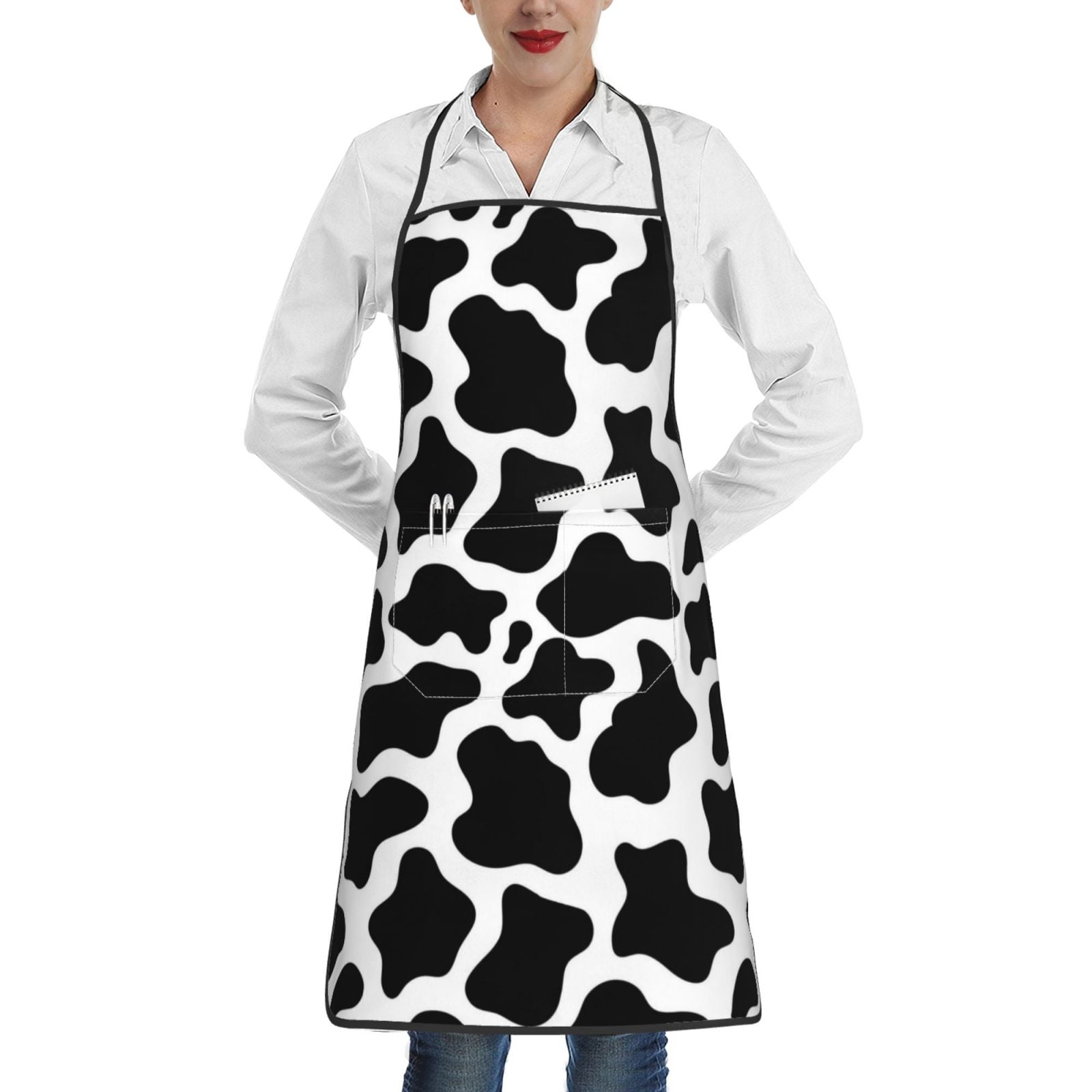 Fuzoiu Cow Print Black White Print Kitchen Cooking Aprons,Kitchen ...
