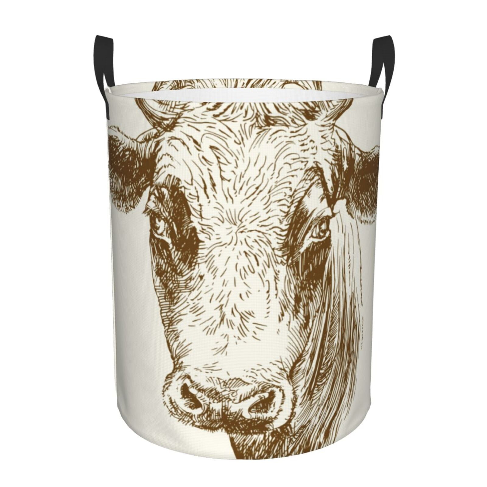 Fuzoiu Cow Print Circular Hamper,Laundry Basket with Handle,Collapsible ...