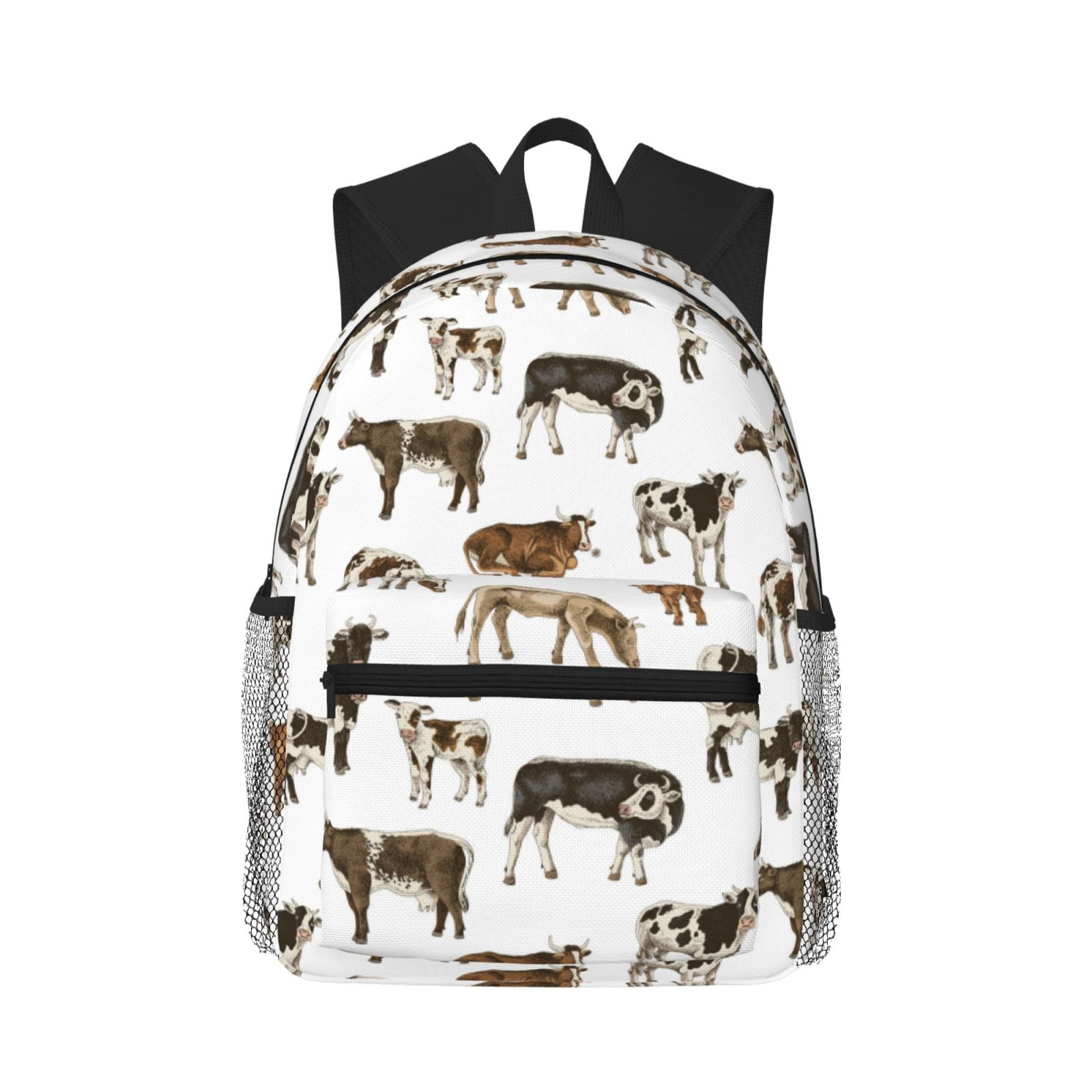 Fuzoiu Cow Print School Backpack for Teens,Large Bookbag,Lightweight ...