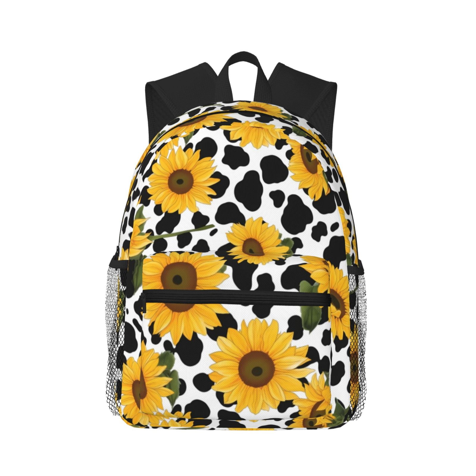 Fuzoiu Cow Print Sunflower Print School Backpack for Teens,Large ...
