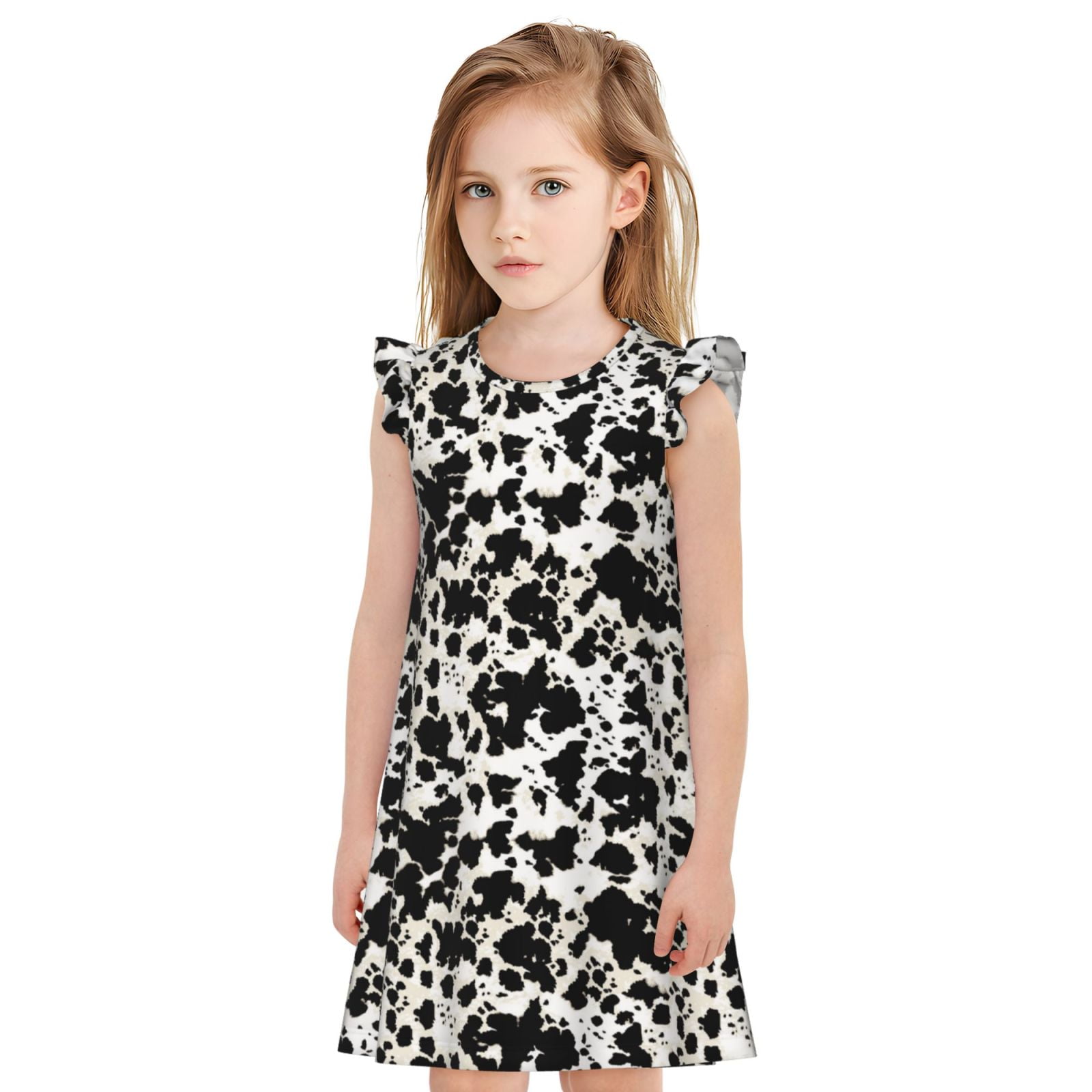 Fuzoiu Cow Skin 1 Print Girls' Nightgowns Pajamas Dress,Girls ...