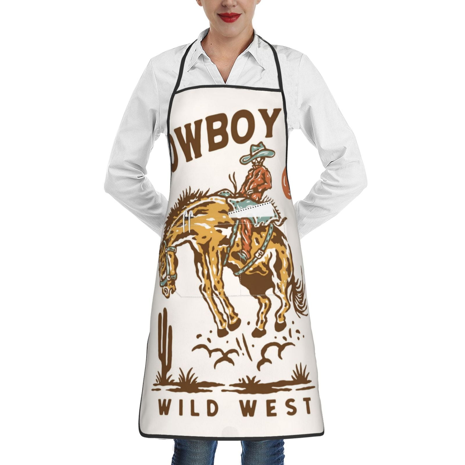 Fuzoiu Cowboy Up Vintage Wild West Print Kitchen Cooking Aprons,Kitchen ...