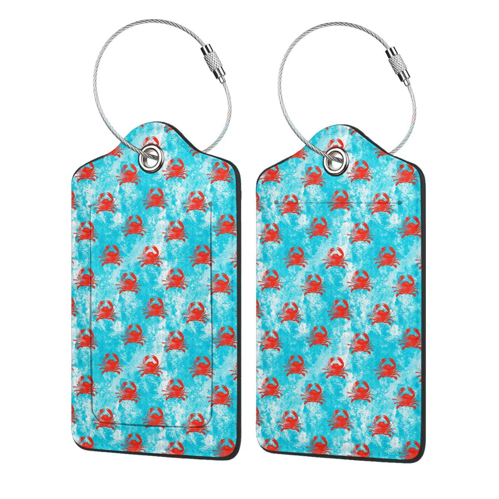 Fuzoiu Crab Swims In The Ocean Print Premium Leather Luggage Tag,Travel ...